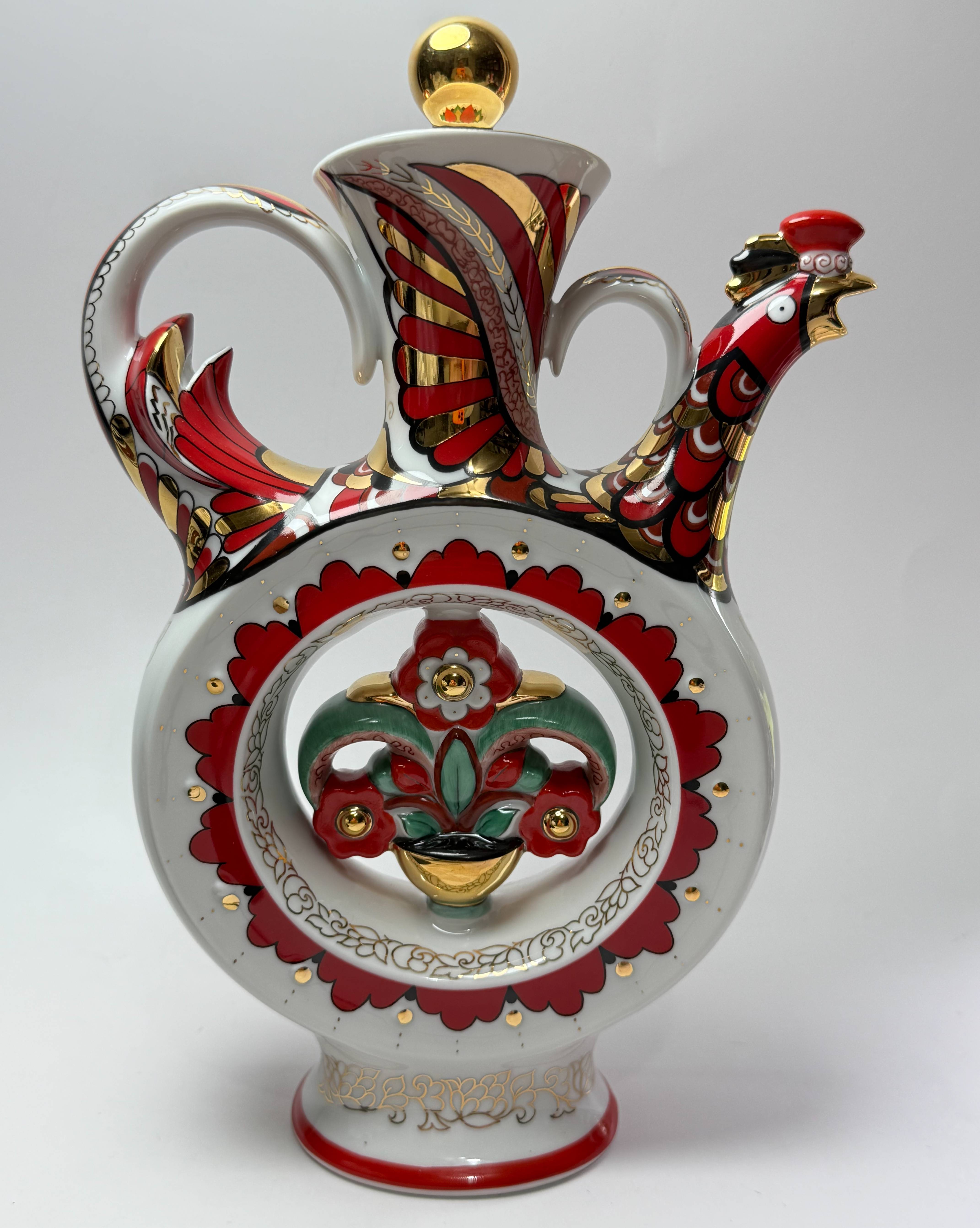 Lomonosov Imperial Porcelain Whistling Russian Rooster Flowers Decanter ...