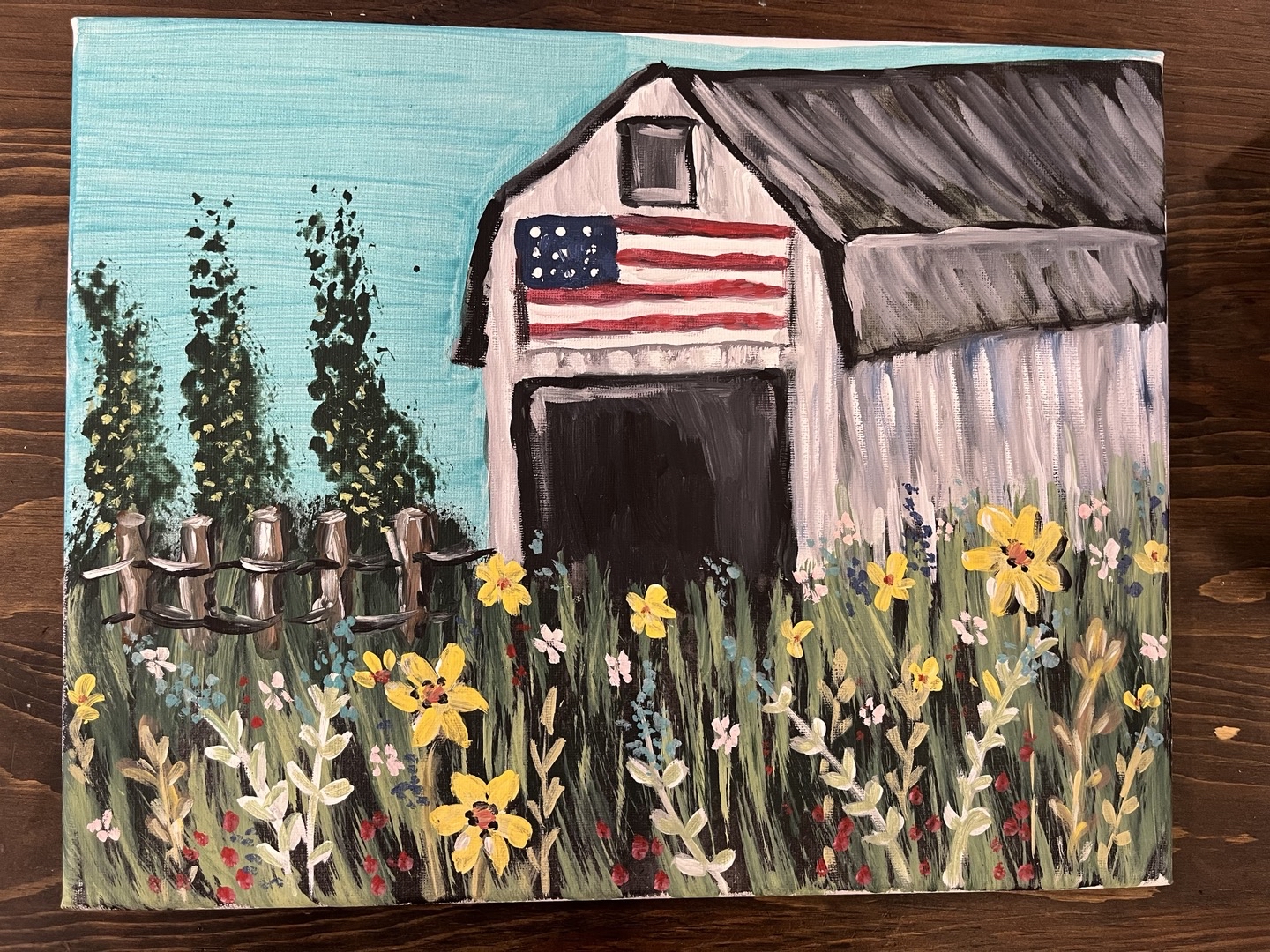 11x14 Americana Barn Acrylic Painting