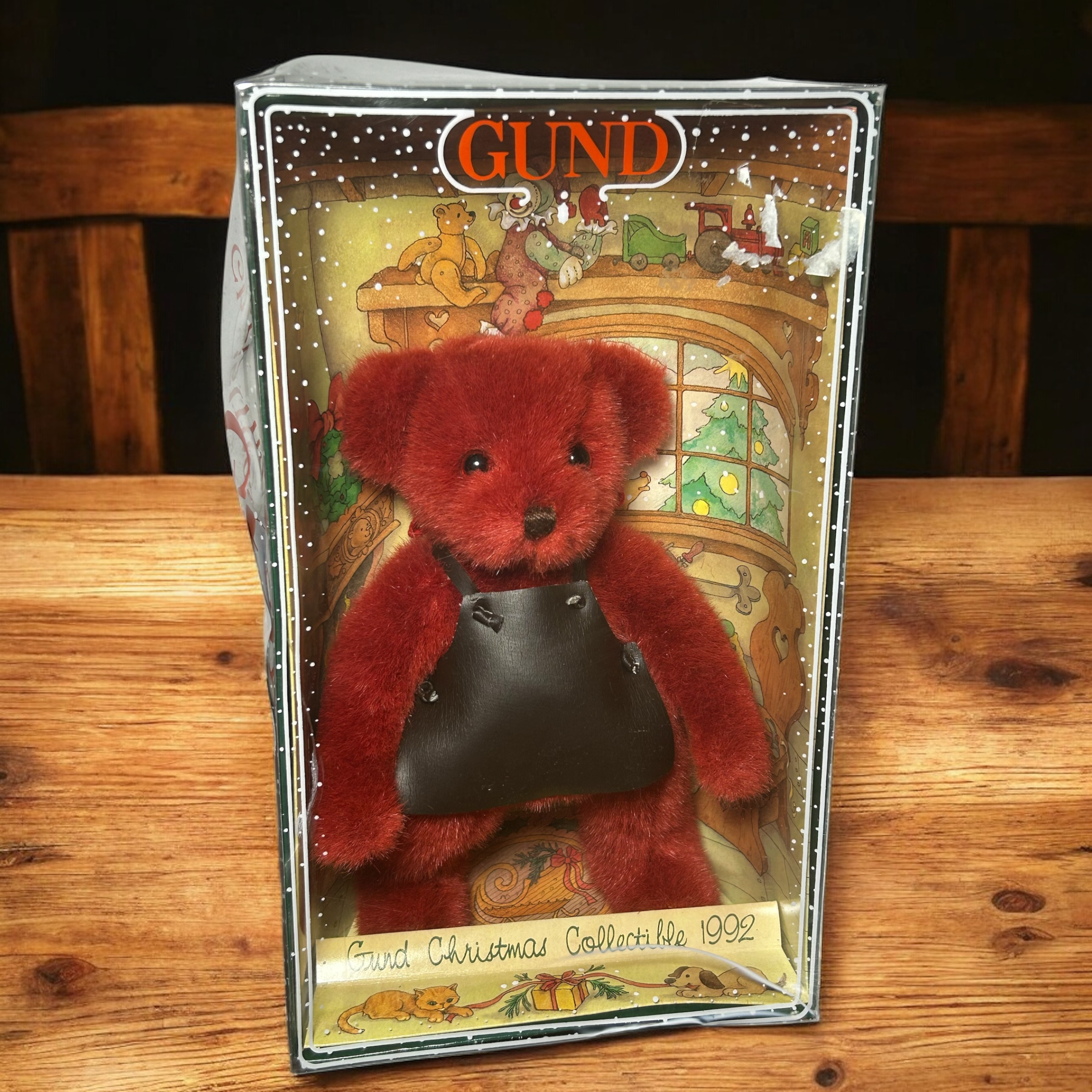 Gund Christmas Collectible Teddy Bear Red 1992 In Box