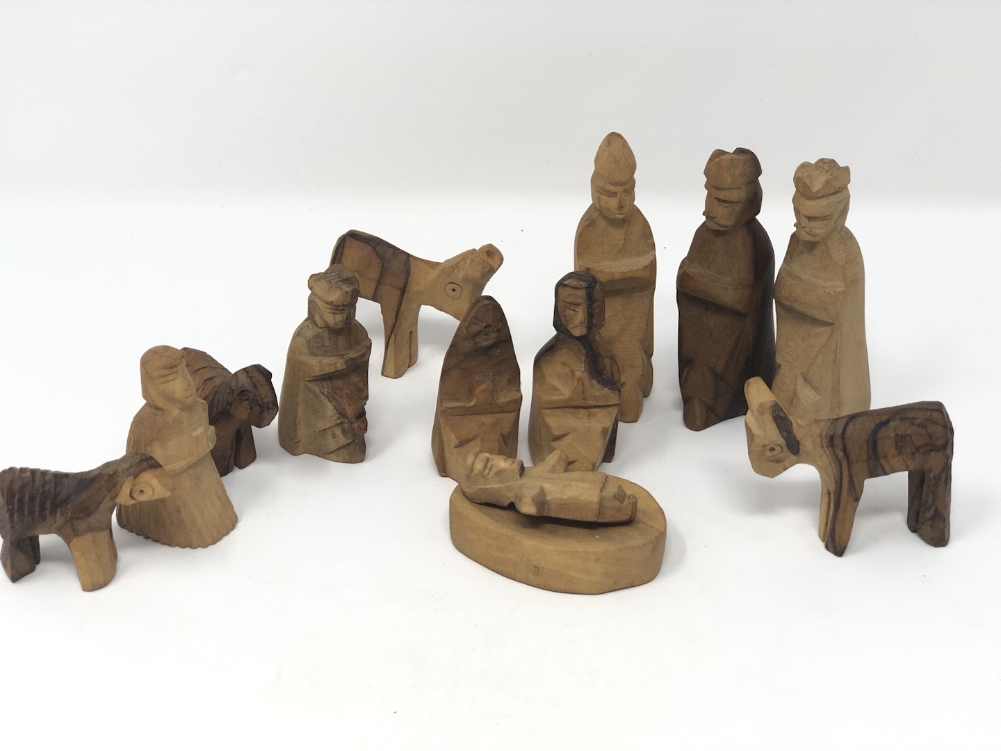 Hand Carved Wooden Nativity Set Made in Israel