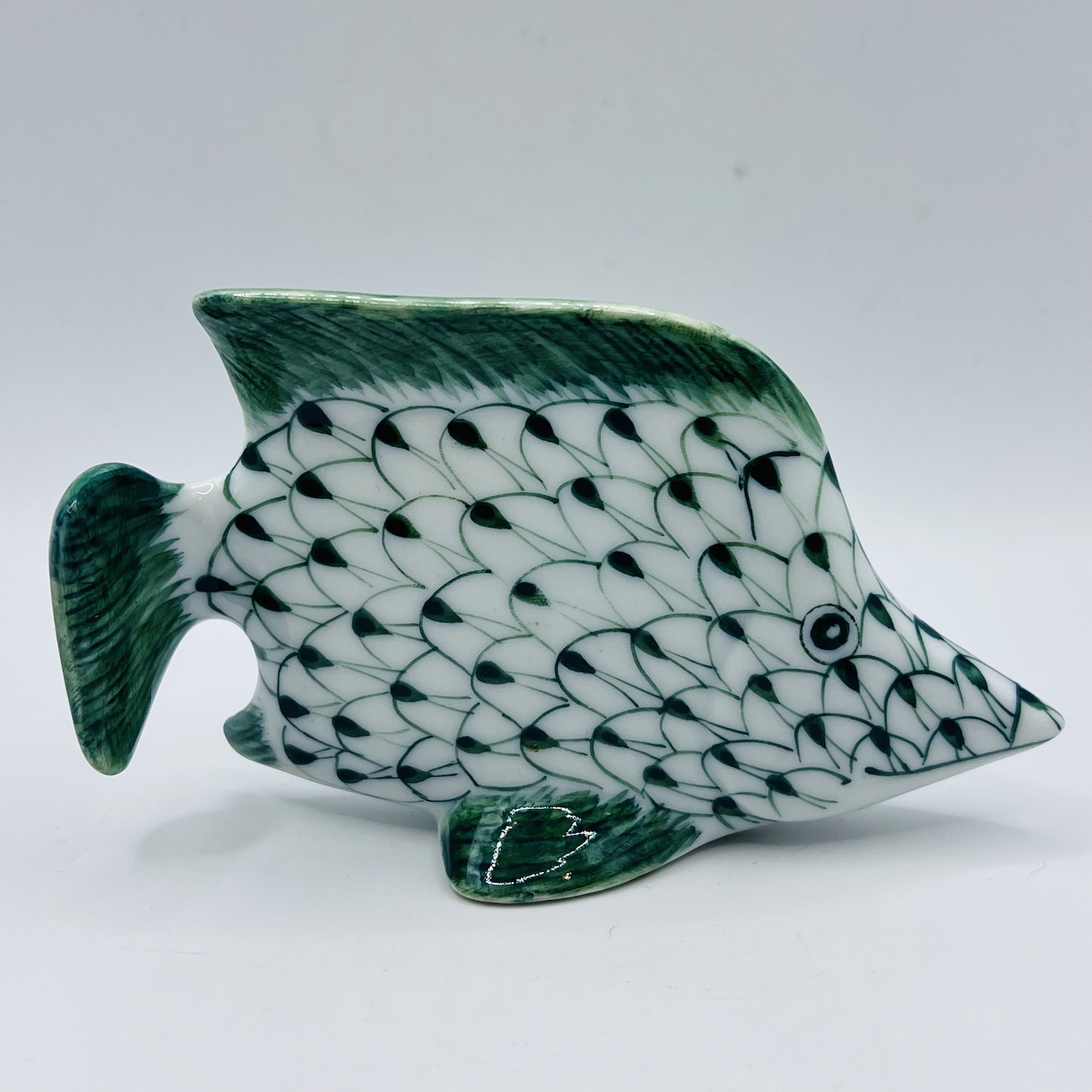 Vintage Andrea By Sadek Green Fish Herend Style Figurine 2.5”x 4.25”