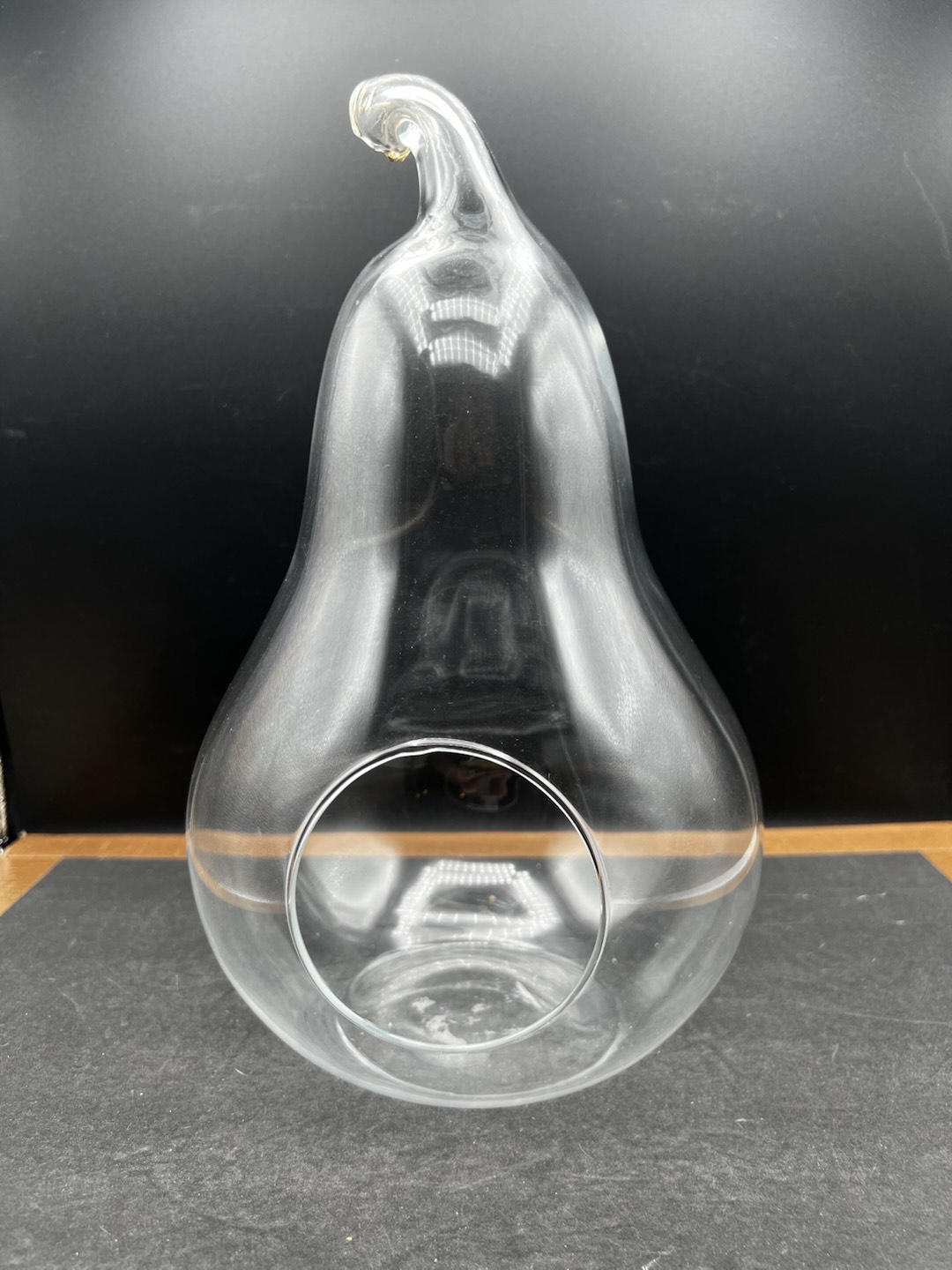 #589B Vintage Large Clear Pear Shaped Glass Bottle Garden/Terrarium