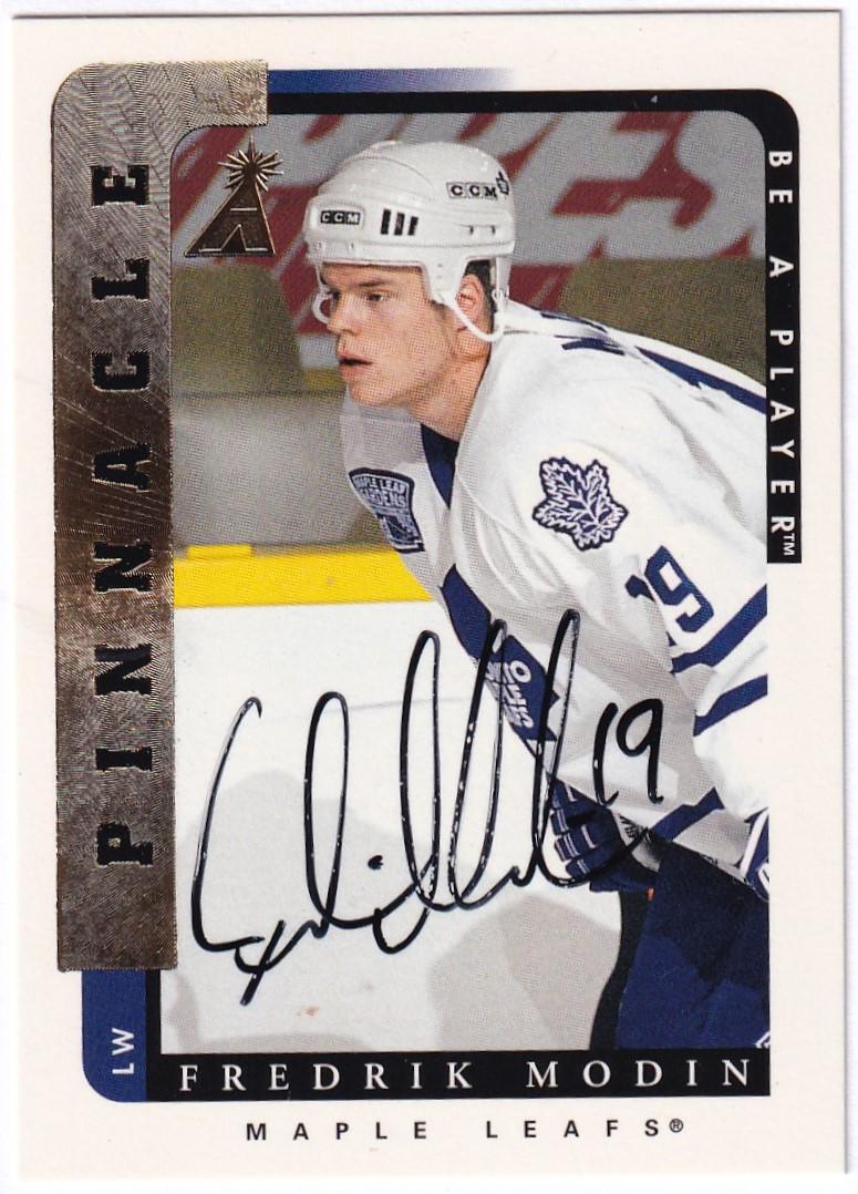 1996-97 Be A Player Autographs #216 Fredrik Modin Toronto Maple Leafs Hockey Card