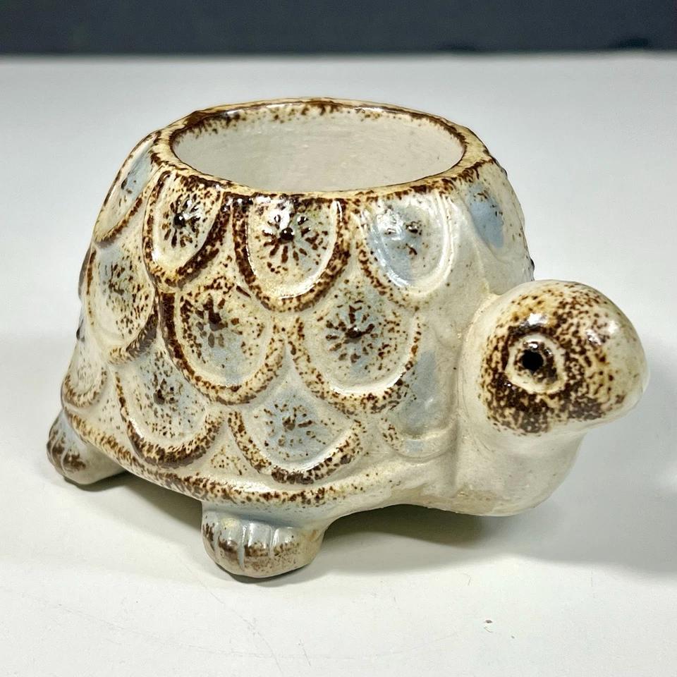 Vintage Ceramic Glazed Turtle Votive Candle Holder Textured Shell Boho ...