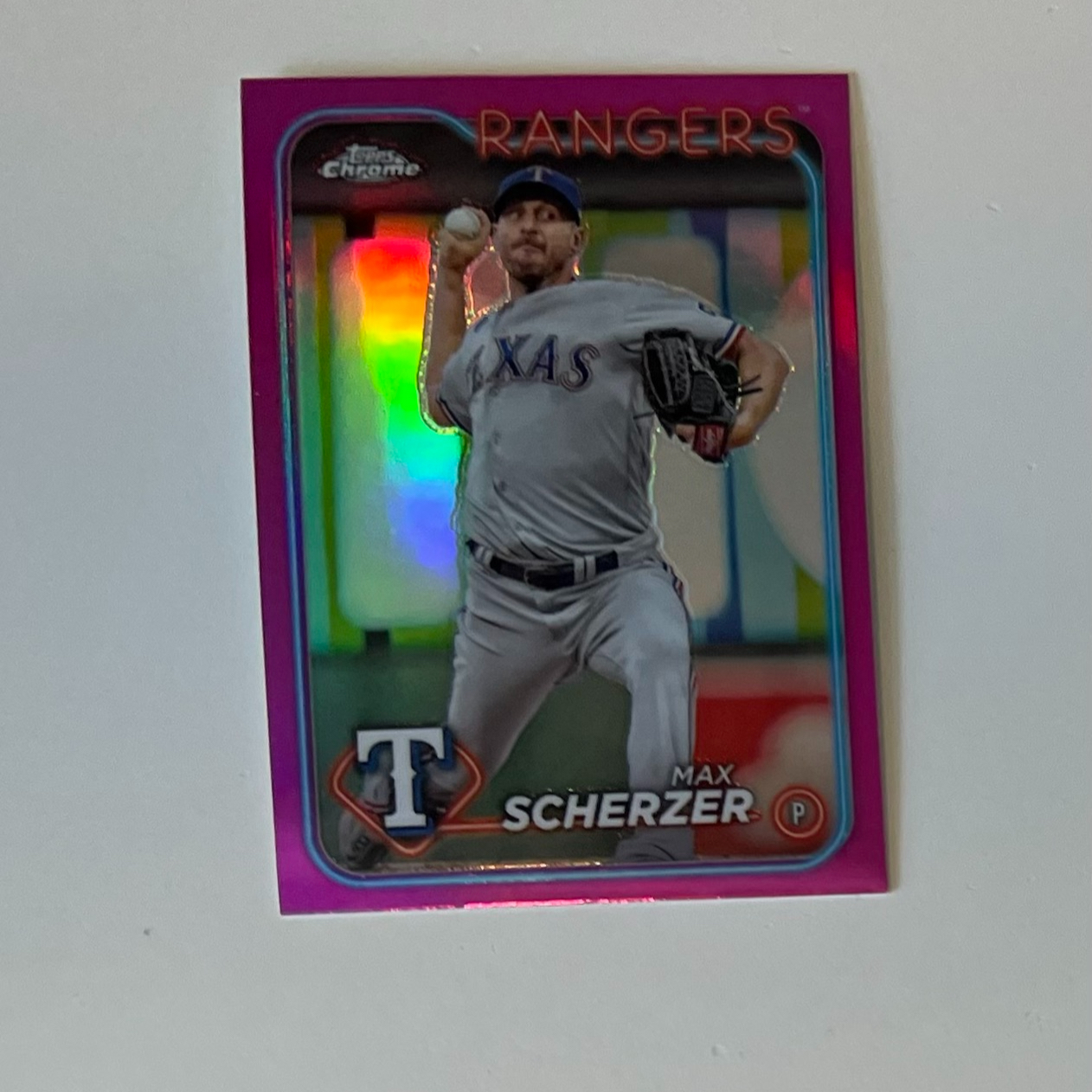 Max Scherzer Chrome Pink Refractor Texas Rangers