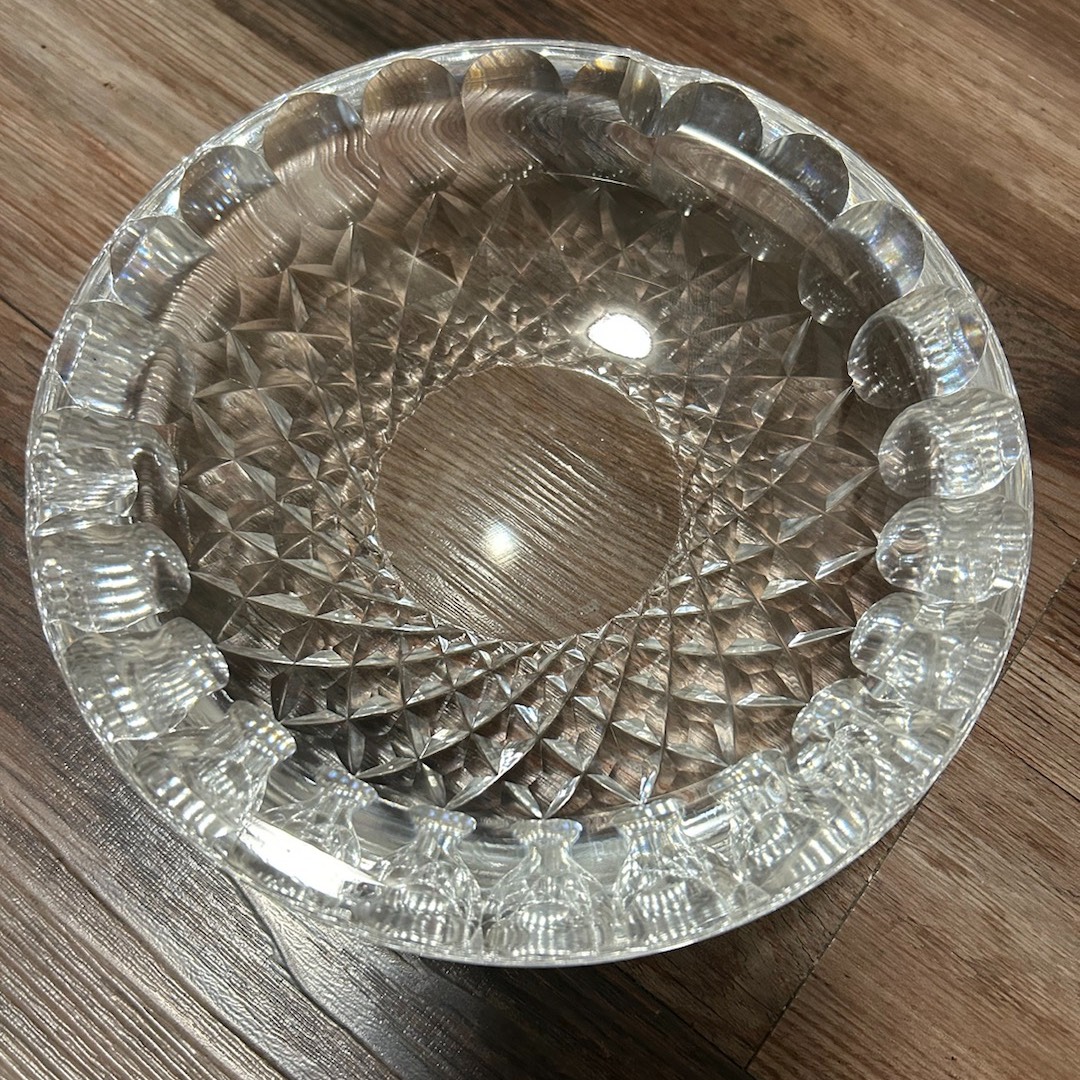 Vintage Waterford Crystal Heavy Ashtray H 7" X H 2”