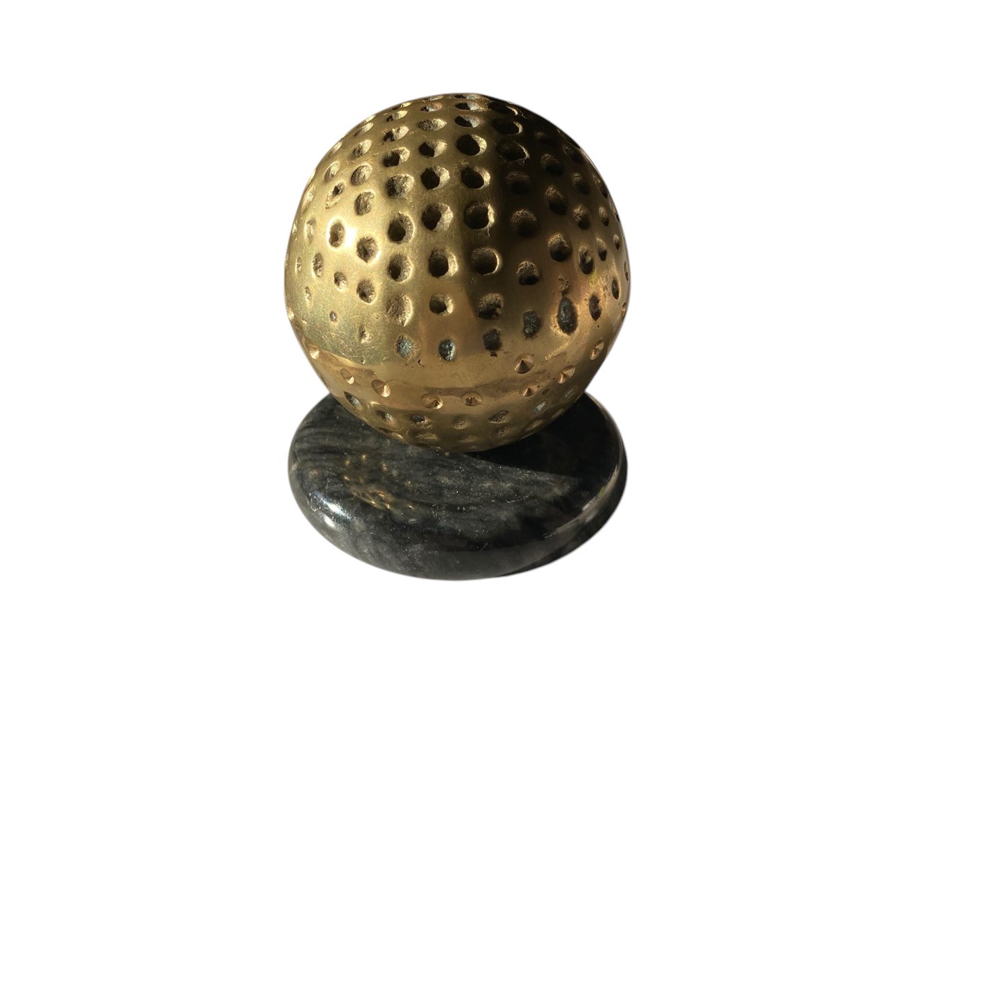 Vintage Brass Golf Ball Paperweight w Marble Base / golf ball ...