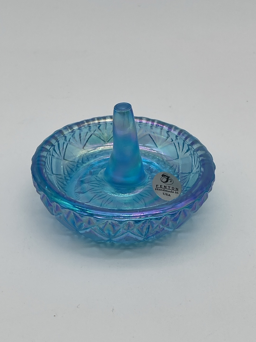 Fenton Blue Iridescent Ring Holder
