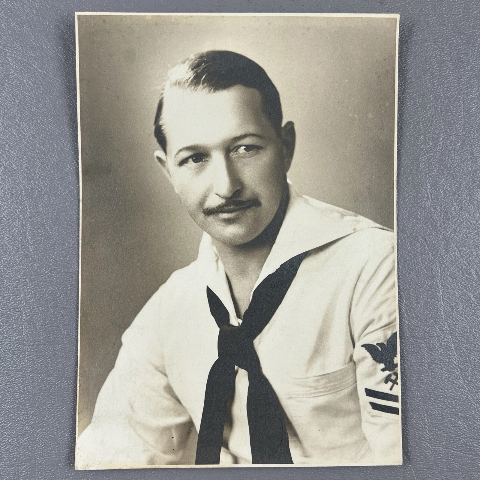 Military Photo US Navy Portrait Sailor Uniform Mustache 5x7" Black And ...