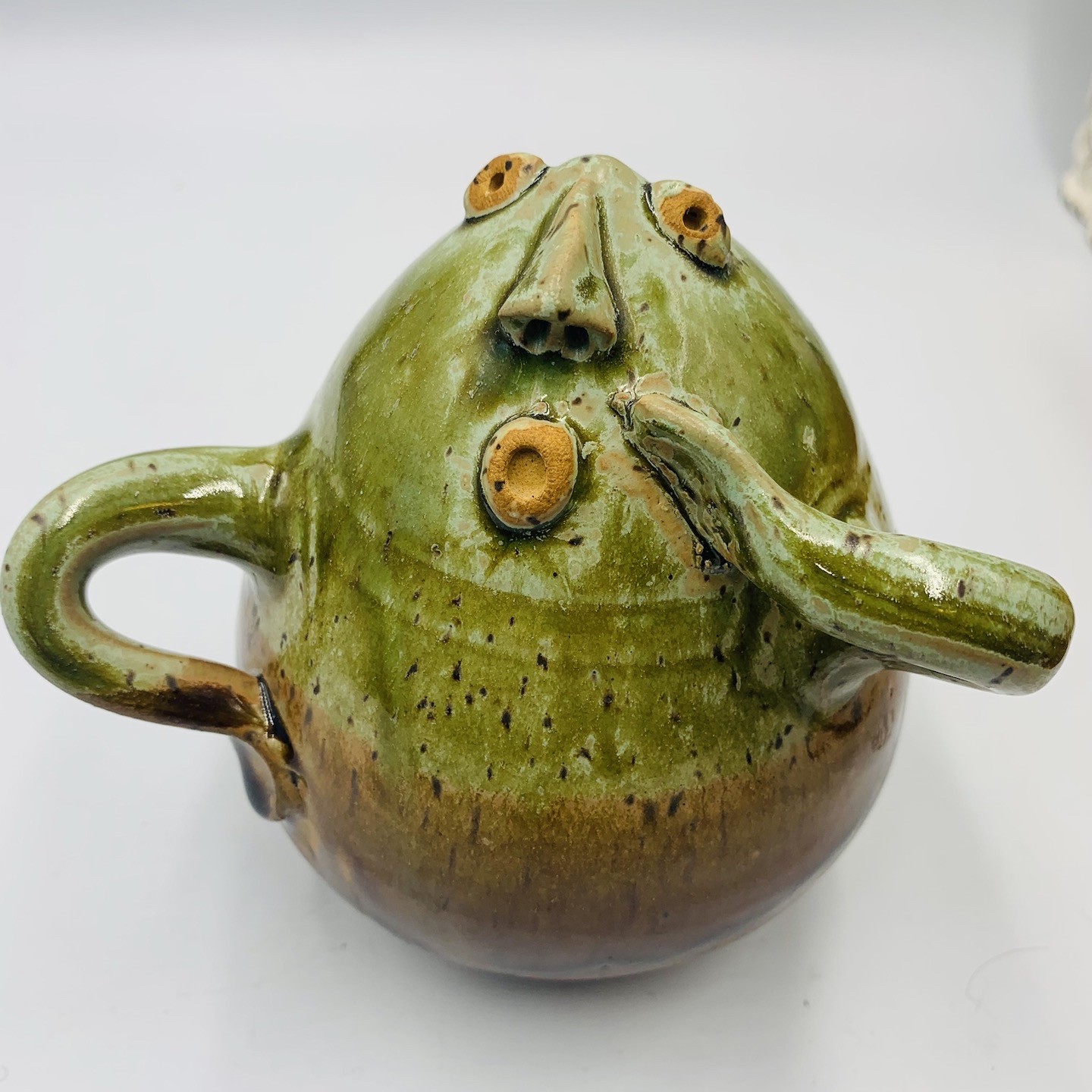 Steven Daniels Studio Pottery Whimsical Inky Face Vase