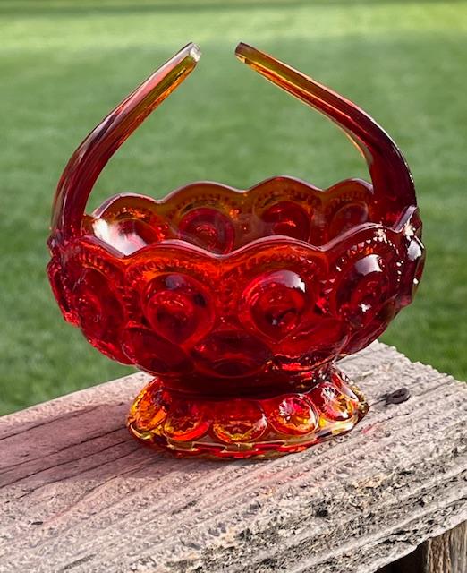 Red Glass LE Smith Moon & Star Basket A red glass Moon and Star basket by LE Smith ...