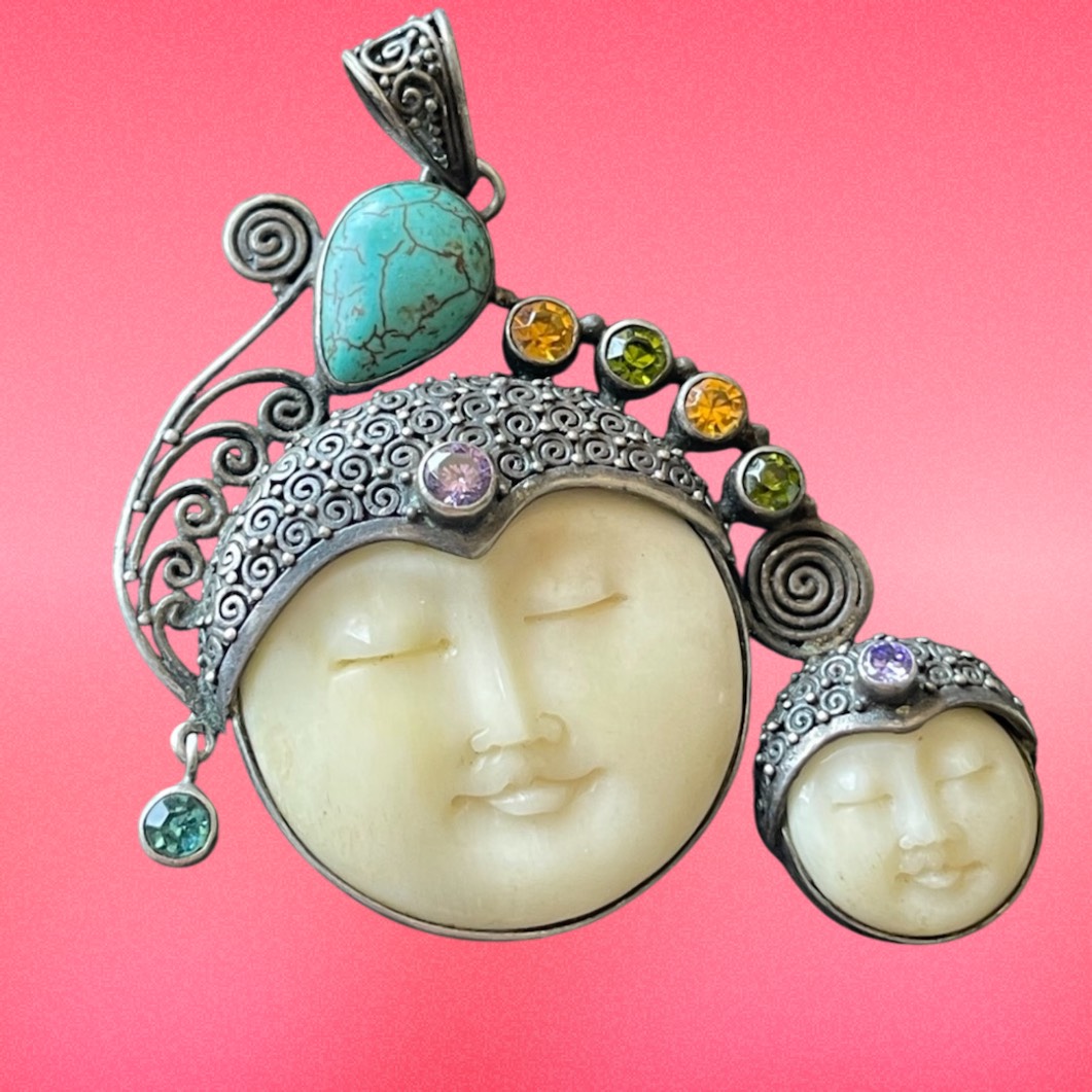 Sajen Multi Gemstone Moon Goddess Pendant Sterling Silver 925