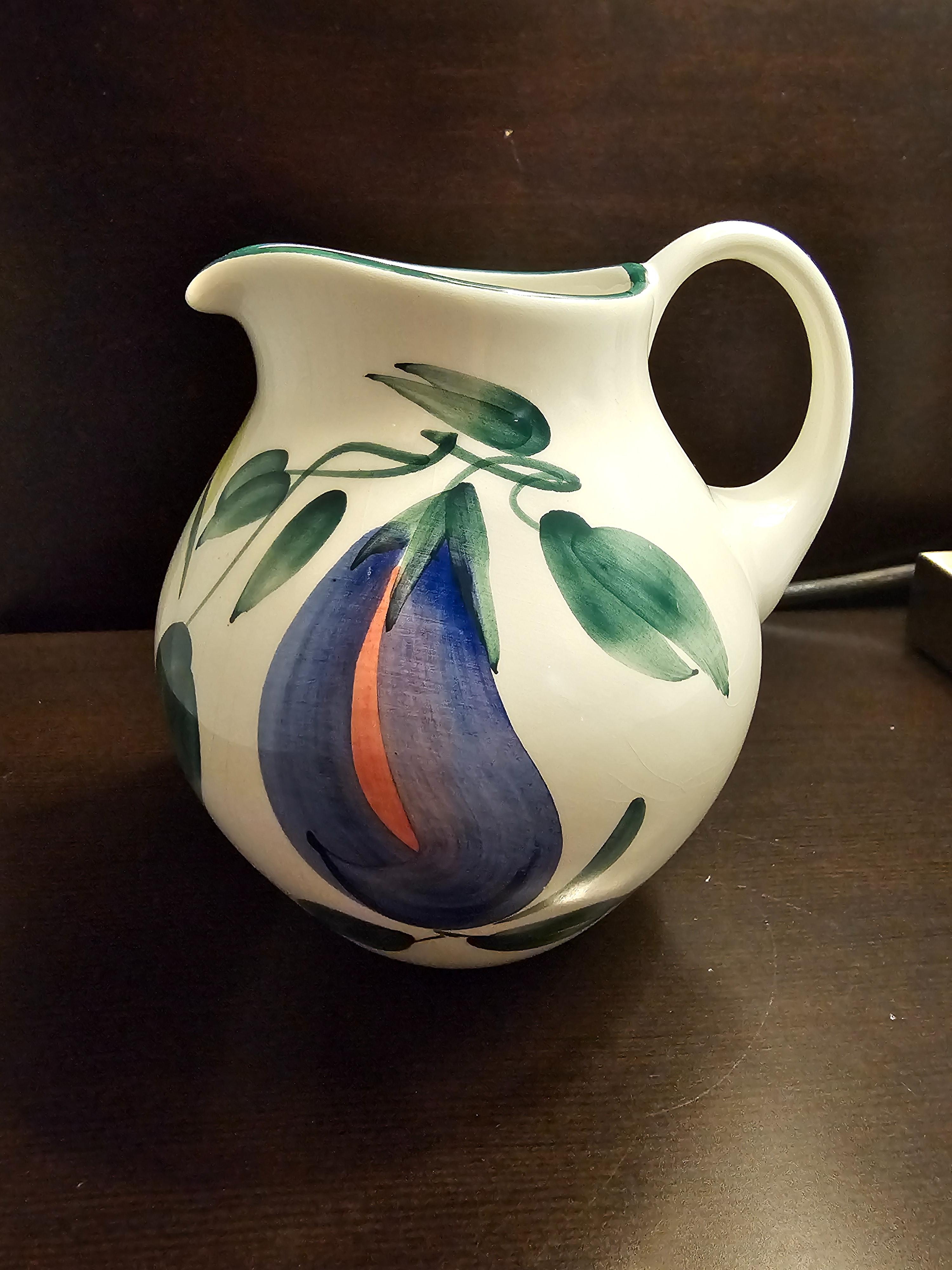 Vintage Pizzato Hand Painted Water Pitcher From Italy