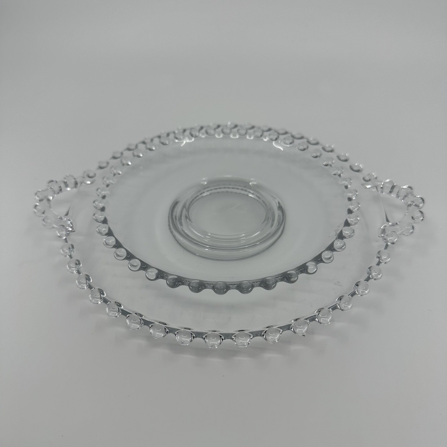 Vintage Imperial Candlewick Glass Crystal Handled Tray & Saucer
