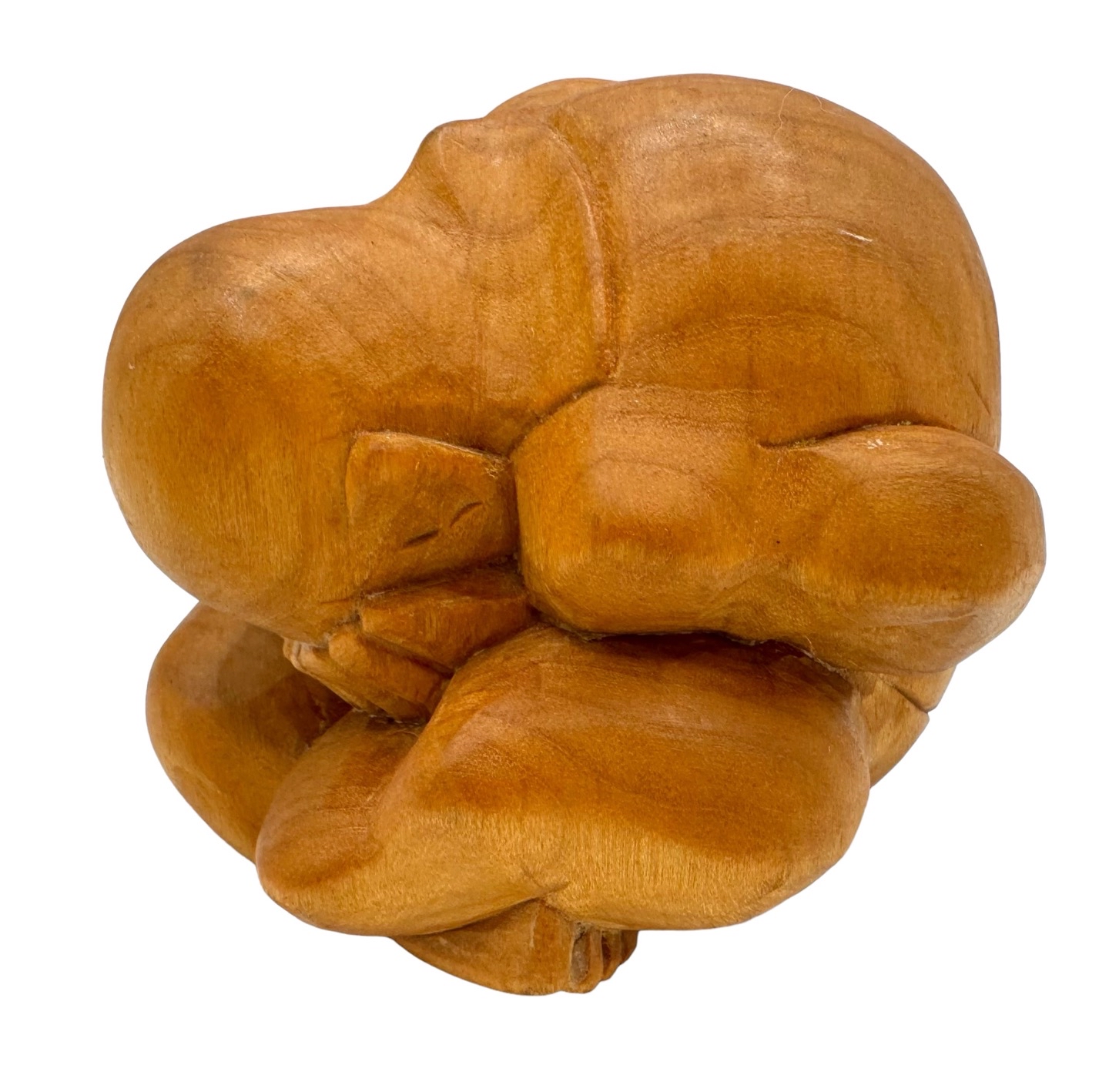 Vintage Hand Carved Wood Weeping Buddha Orang Malu Sculpture Figurine 3.75”