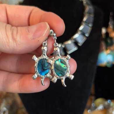 Cute Dangle Turtle Faux Abalone Earrings