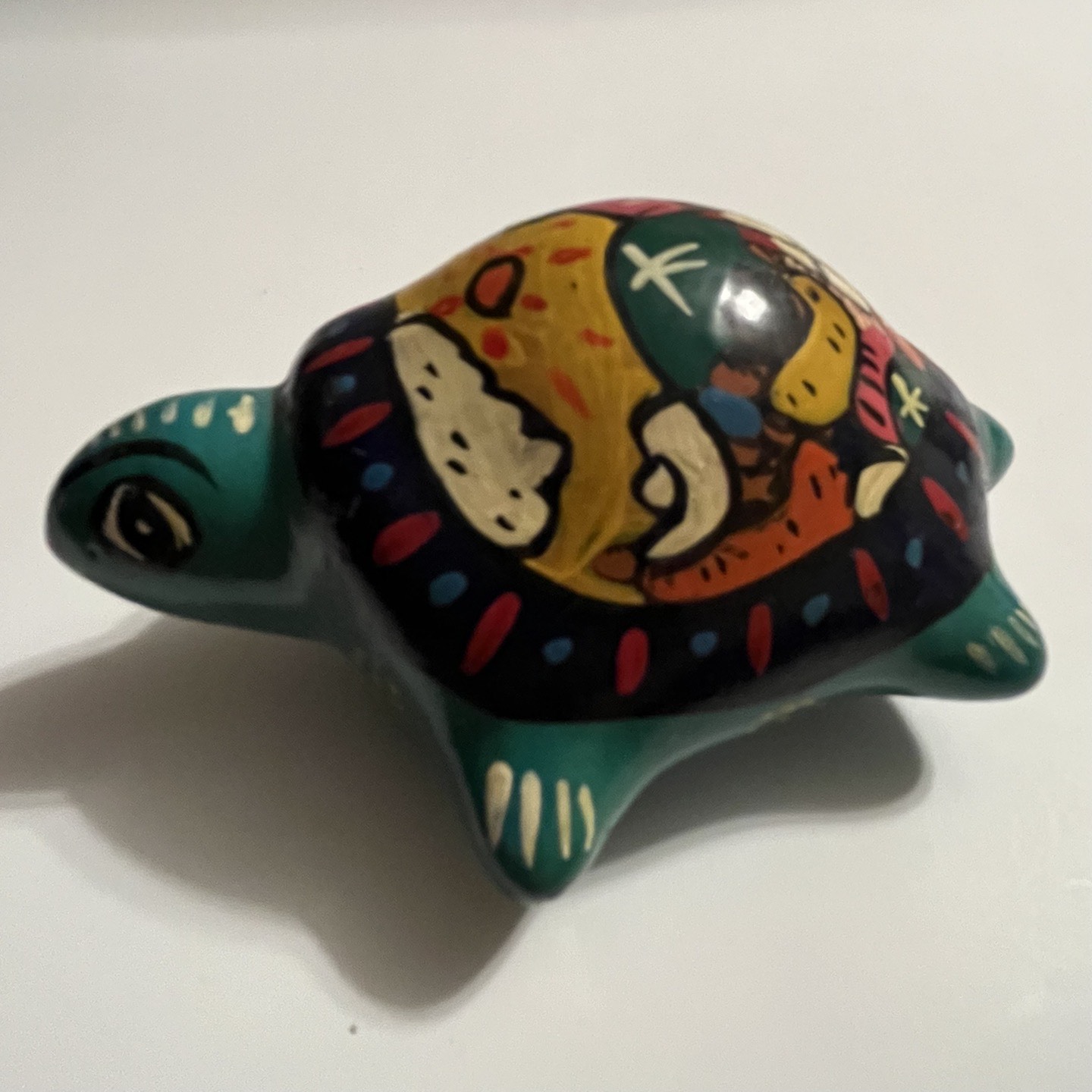 Vintage Talavera Turtle Mexican Pottery Folk Art Hand Painted 3.75" L ...