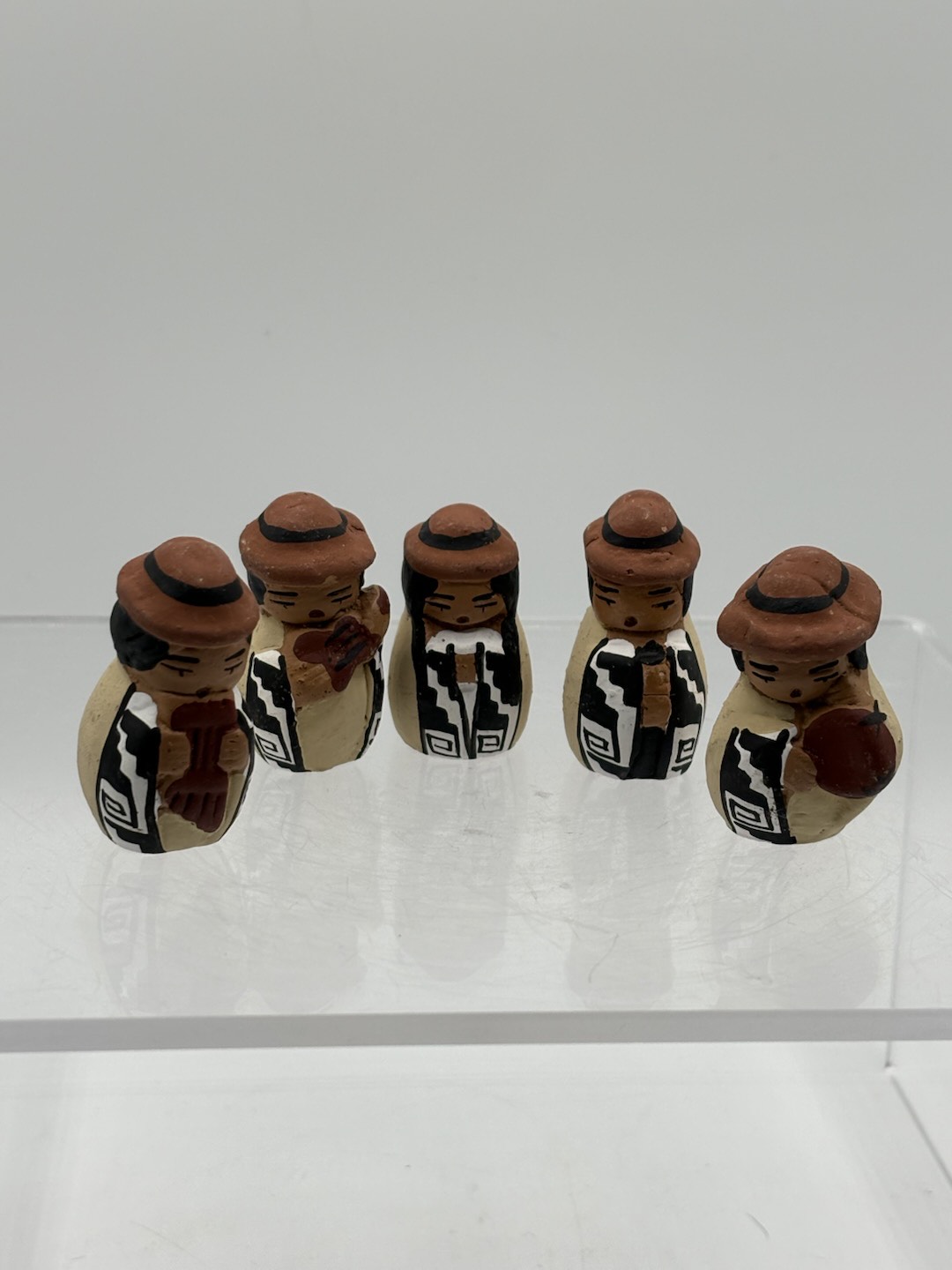 Set Of 5 Folk art Pottery Musical Band 2”