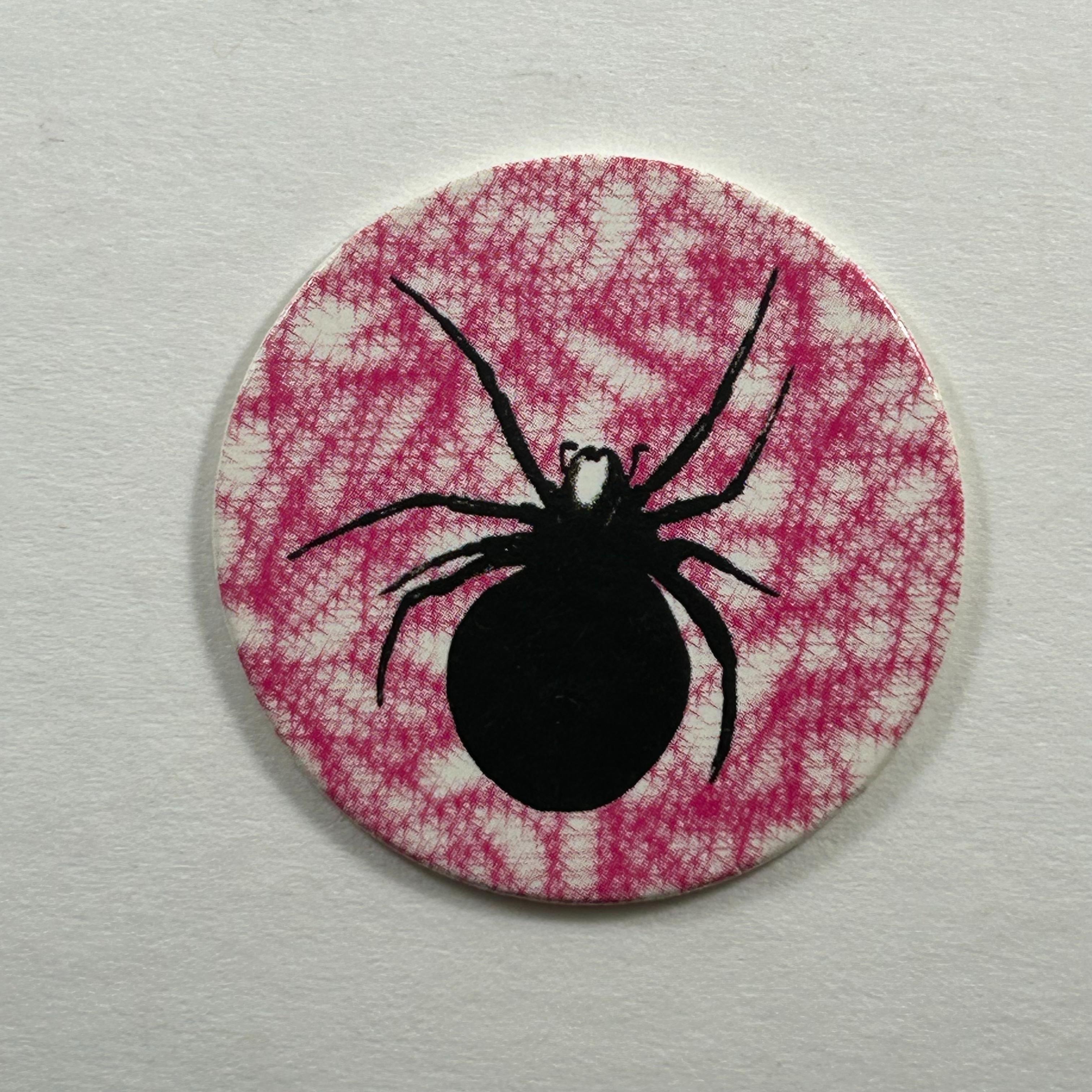 Black Spider POG Pink Background Arachnid - 263