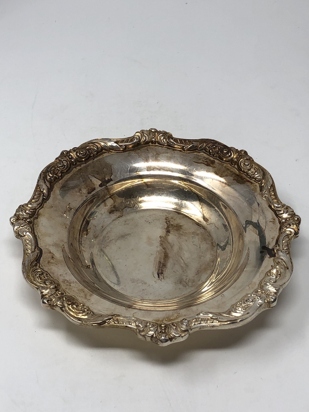 Silver Plated Candy Dish with Ornate Edging