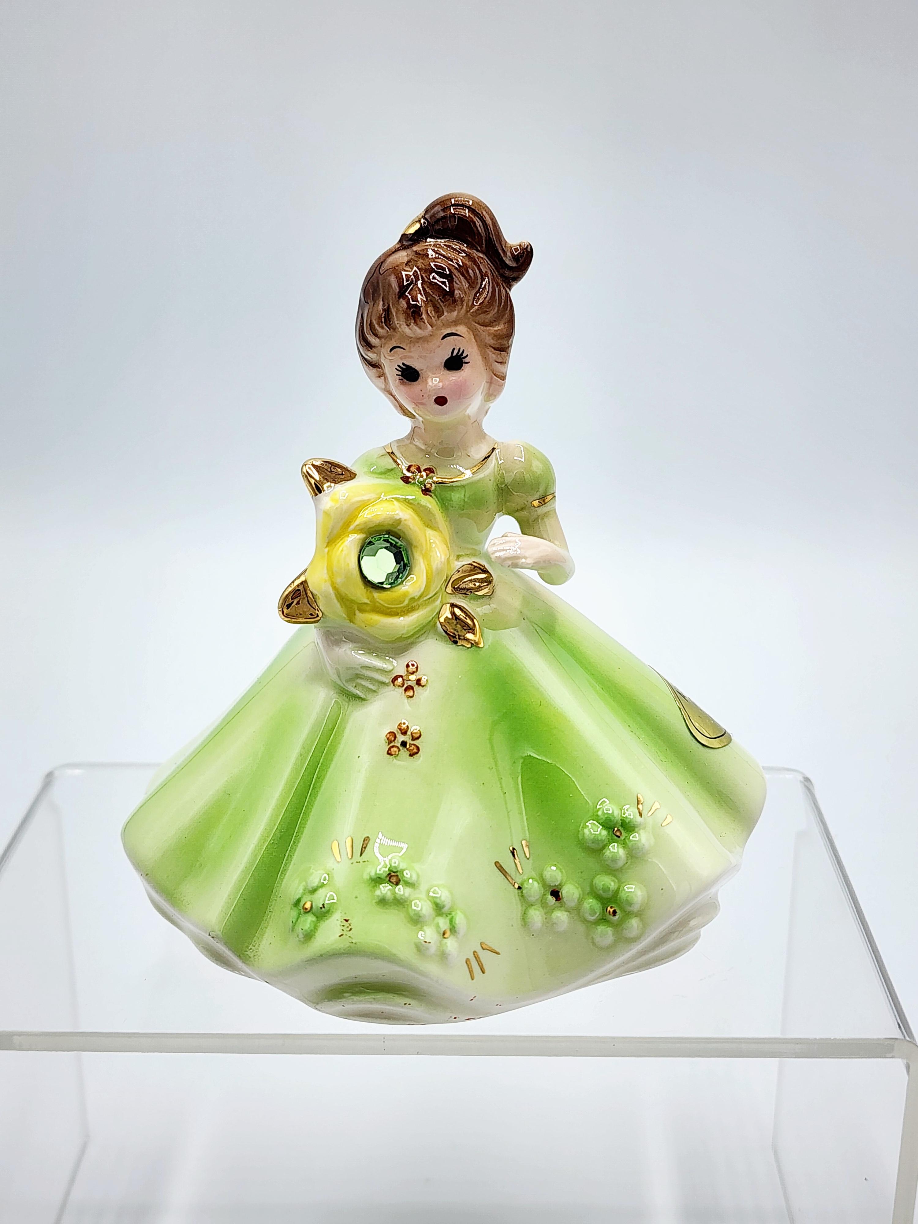 Vintage Joseph Originals Ceramic Figurine August Peridot 4"