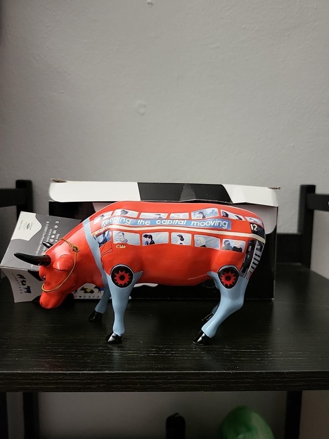 Cow Parade Cow Bus 2003 Collectibles Figurine, Farm Animal #7321 New in Box