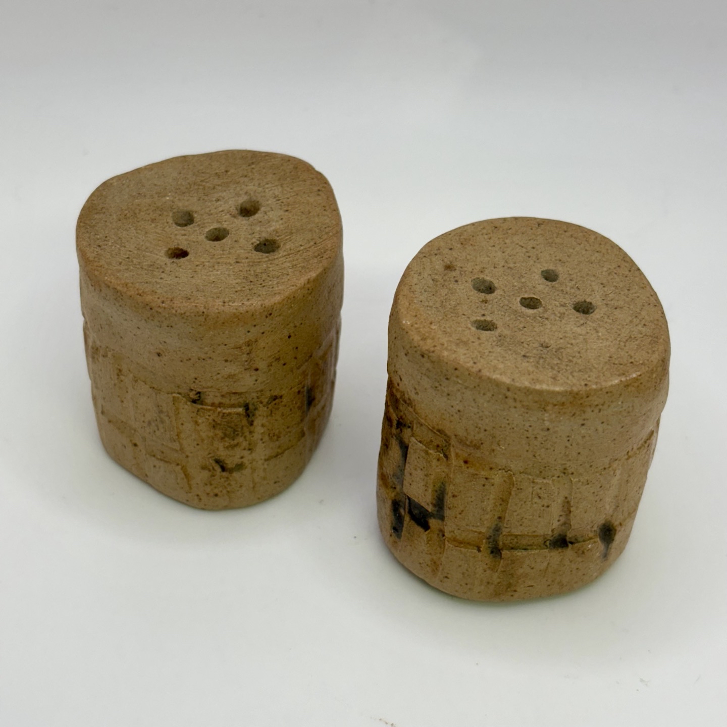 Studio Art Pottery Clay and Cork Salt & Pepper Shakers 1.5” Handmade