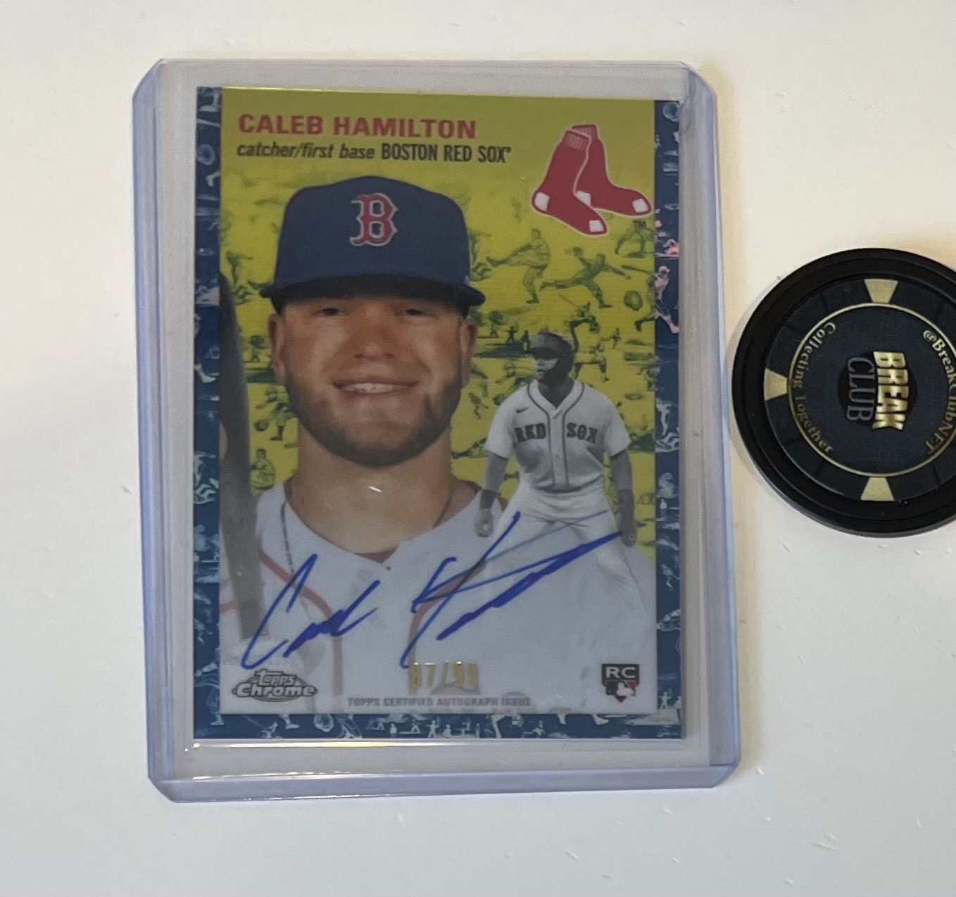 Caleb Hamilton RC Platinum Auto Blue Toile /99 Boston Red Sox