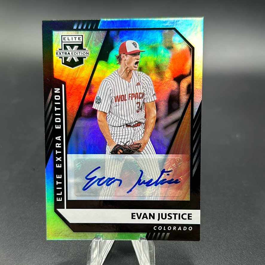 Evan Justice 2021 Elite Extra Edition Autograph Auto #140 Rockies