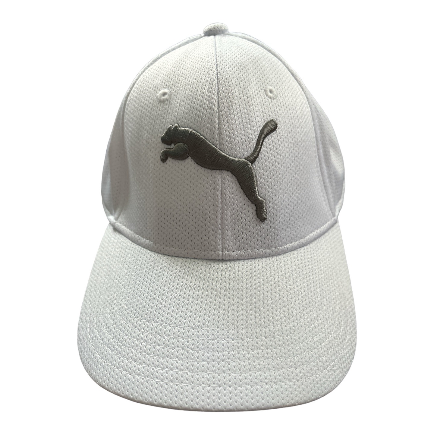 Puma White Stretch Fit Moisture Wicking Golf Hat Cap Adult S/M