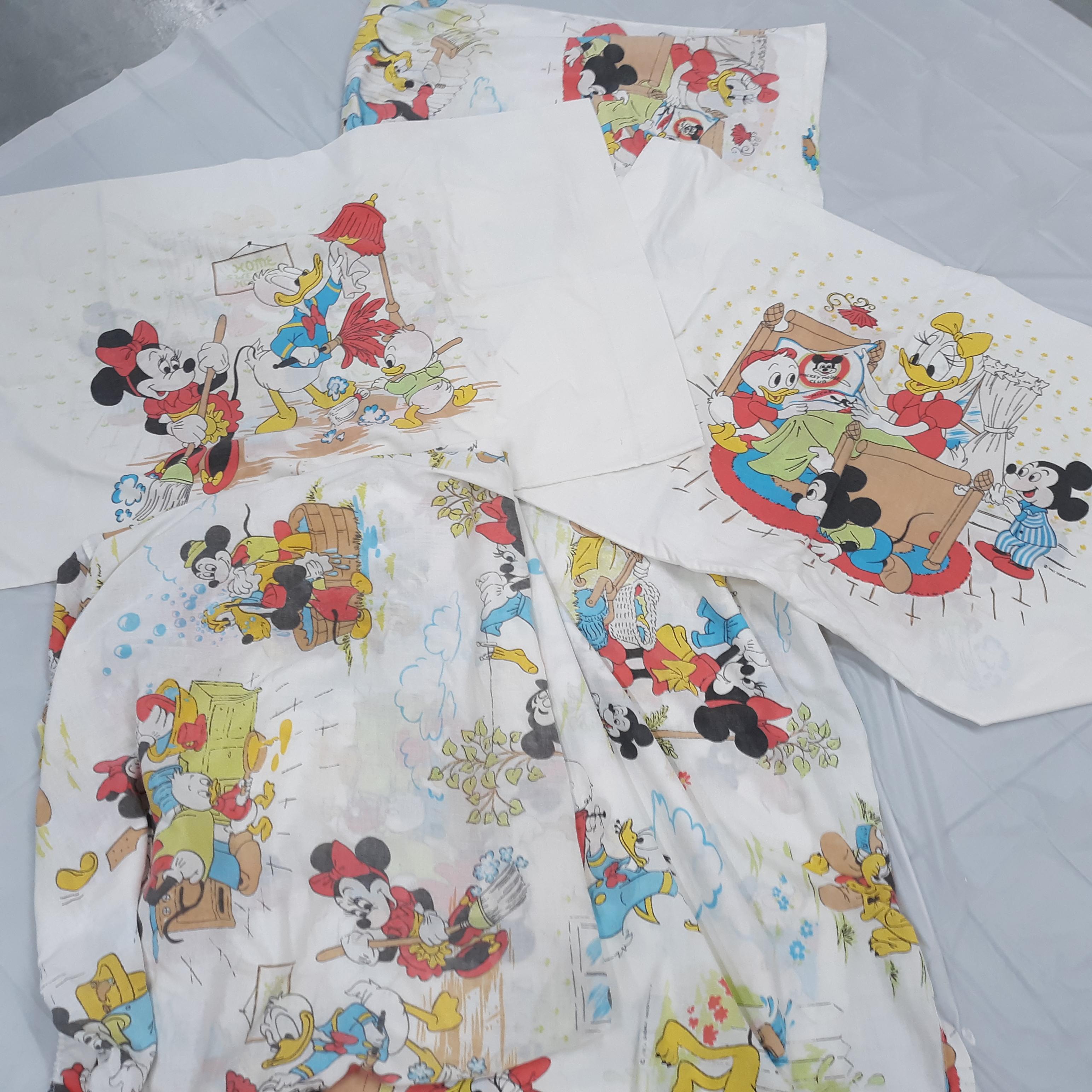 Vintage Walt Disney Production Minnie Mickey Donald Daisy Twin Sheet ...