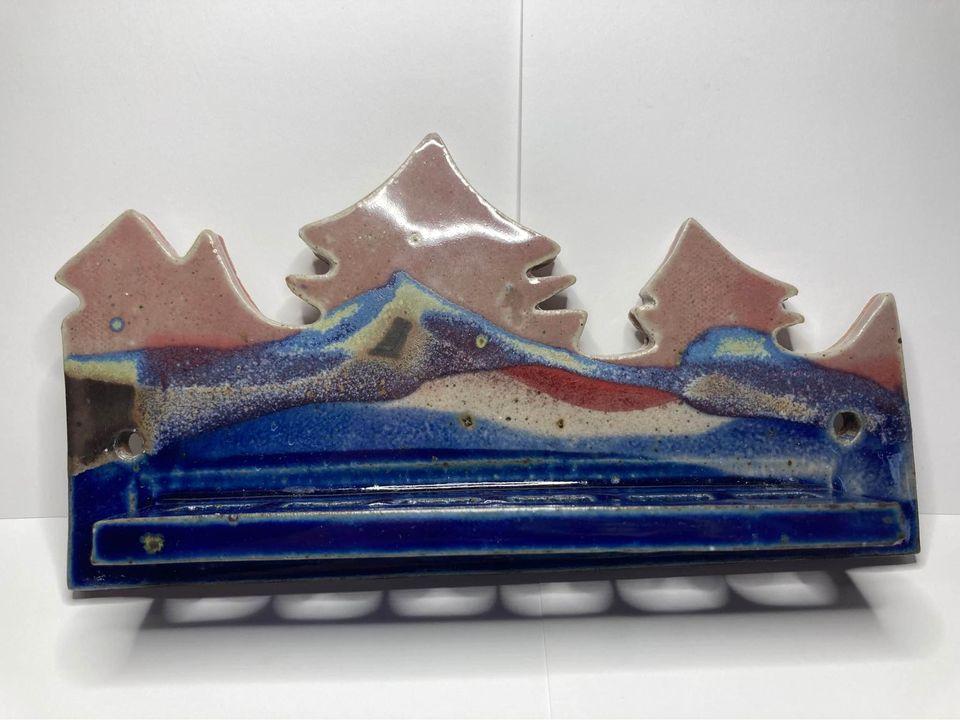 Bonnema Potters Art Pottery Mountain Range Toothbrush Holder Wall Mount