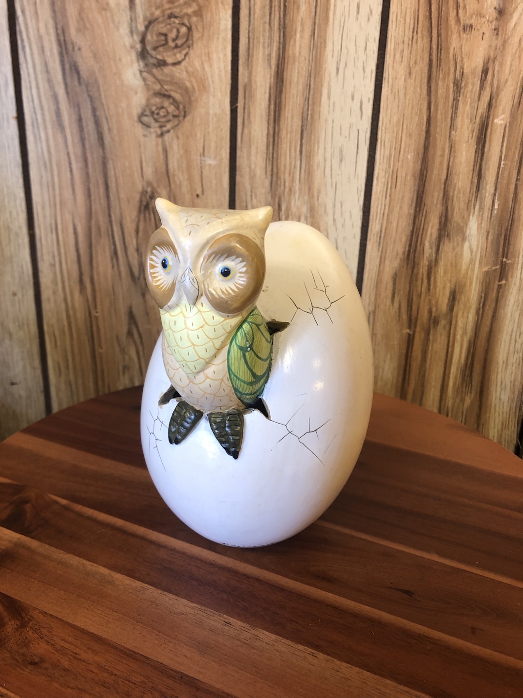 R Miranda Mexico Signed Owl Hatching From Egg Figurine