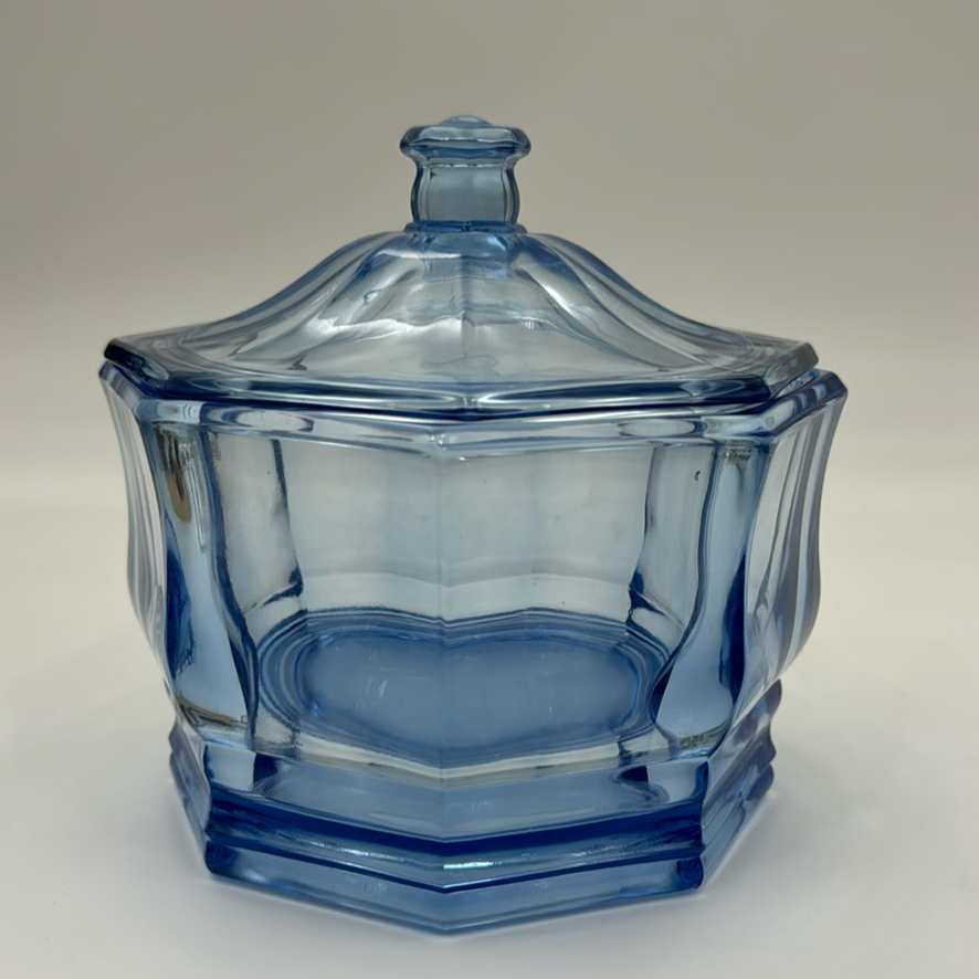 Vintage Indiana Glass Octagon Candy Dish With Lid
