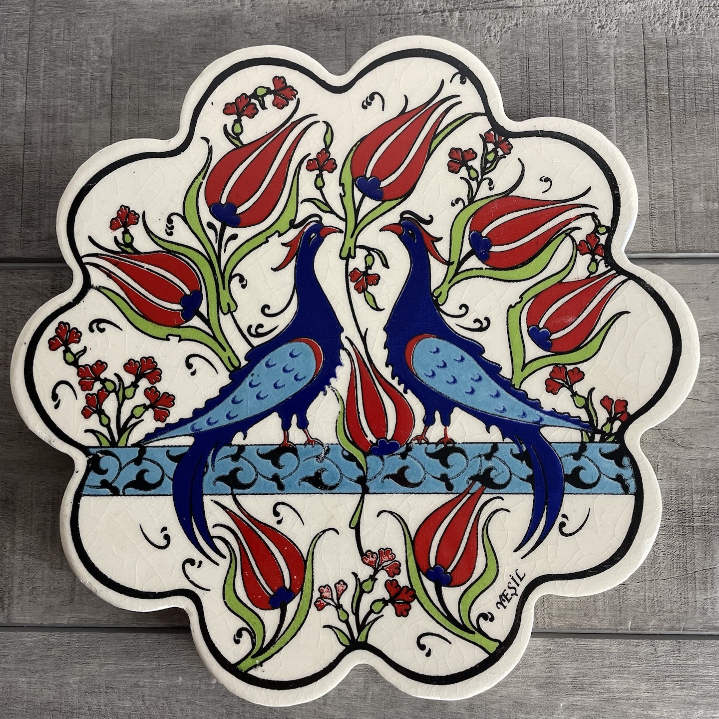 Yesil Turkish Bird Ceramic Art Kitchen Hot Plate Trivet