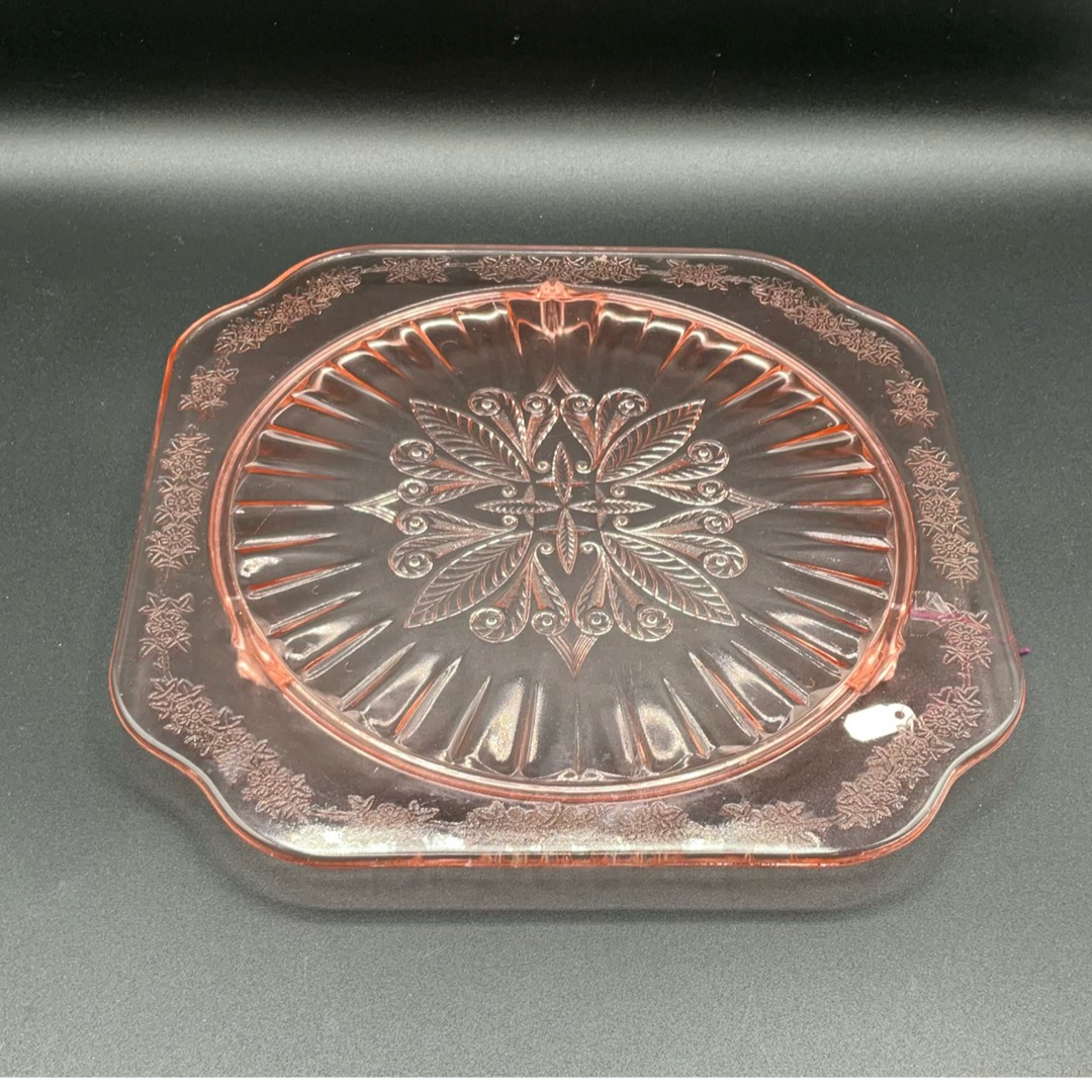 Pink Depression Glass Cake Stand