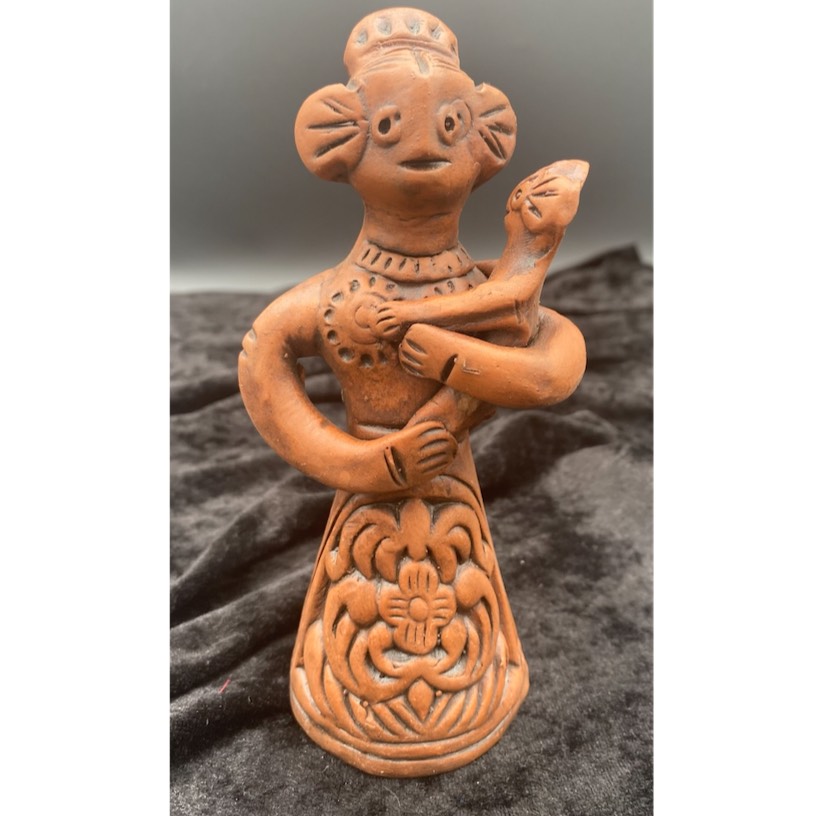 Terracotta Tepa Putul Standing Mother with Child Figure/Doll, Bangladeshi