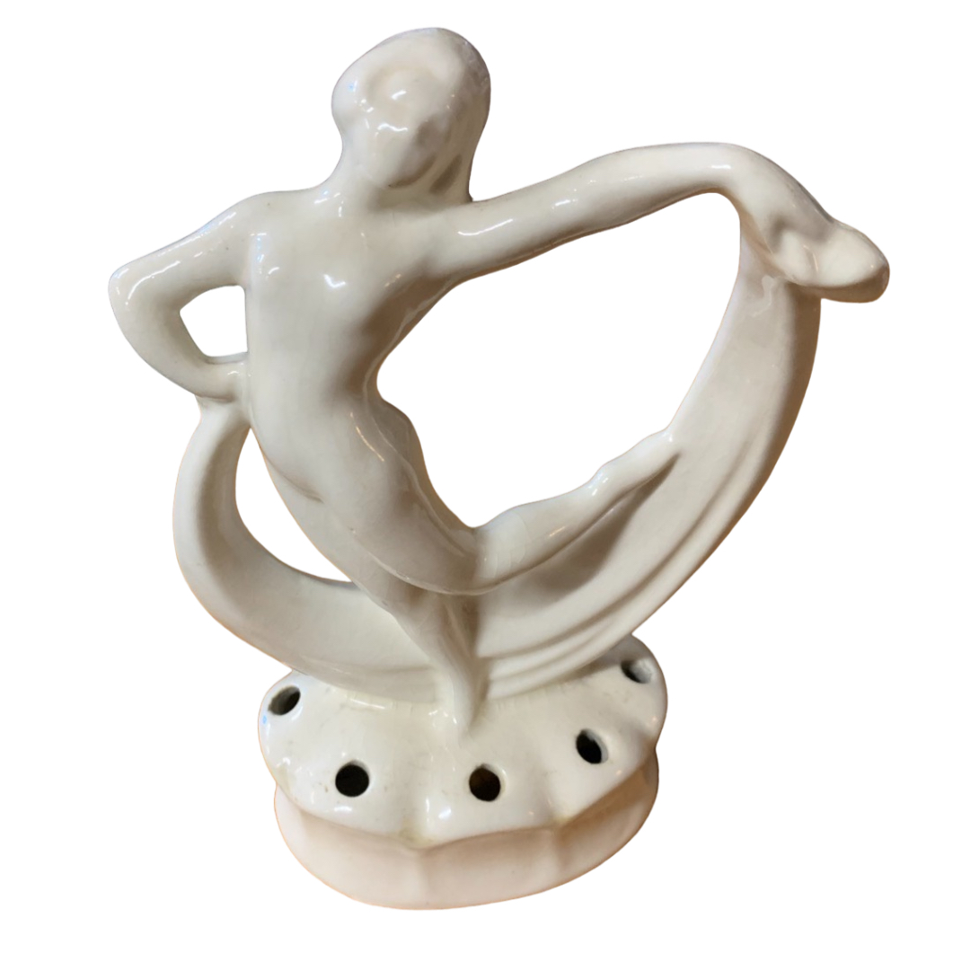 Art deco Flower Frog With Woman Figurine