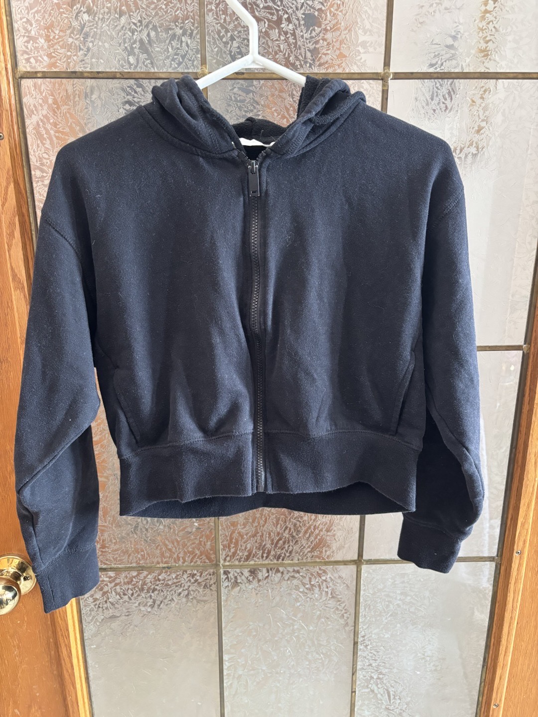 BLUE-NOTES NAVY CROP ZIP-UP HOODIE SIZE M