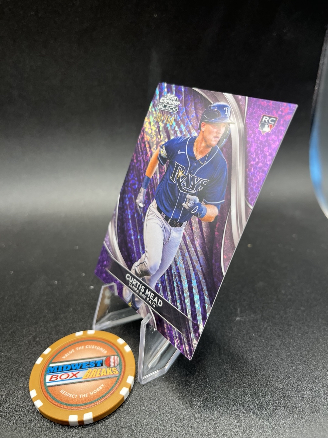 Curtis Mead #/150 Baseball Card 2024 Topps Black Chrome Tampa Bay Rays