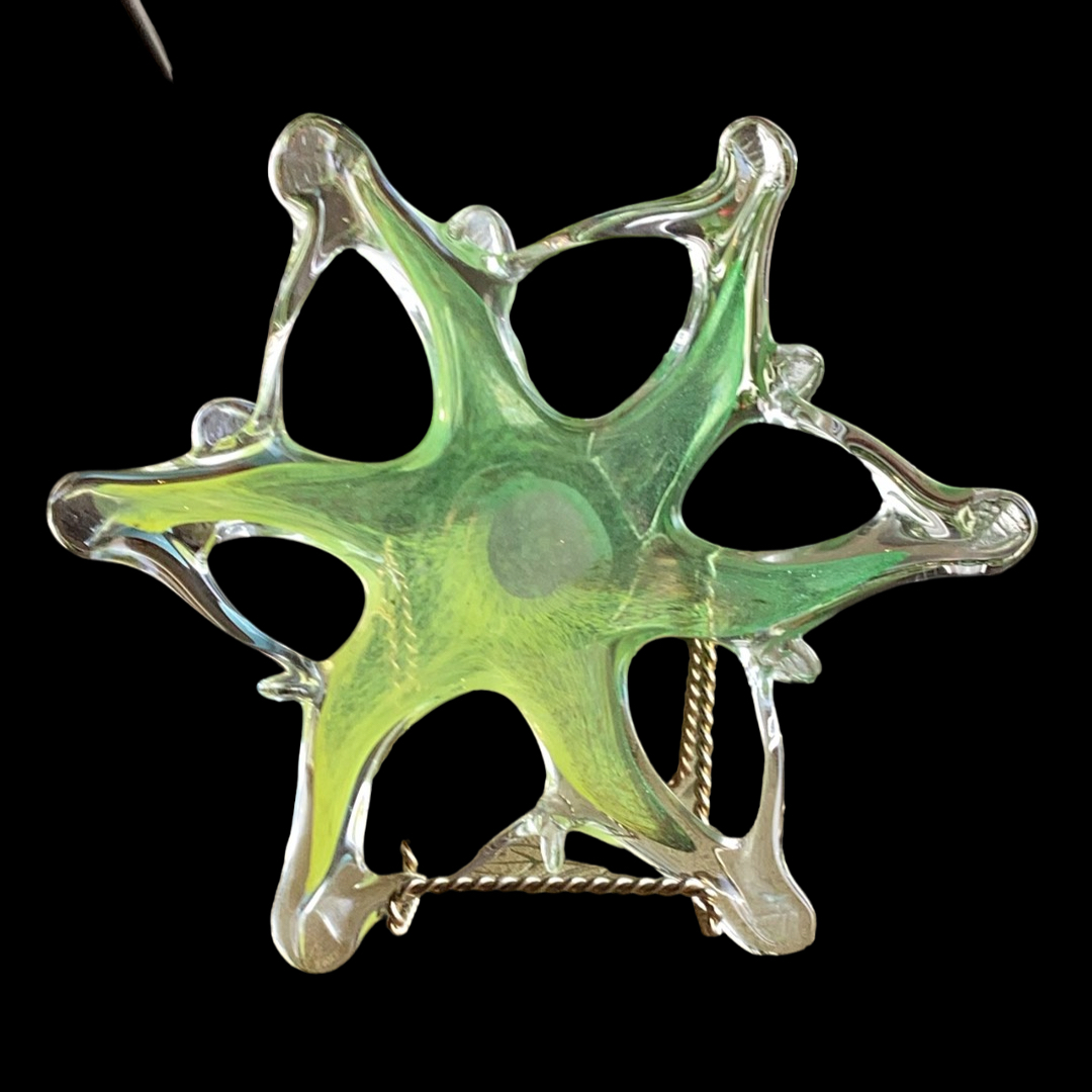 Star Shaped Glass Display Dish - Light Green And Yellow