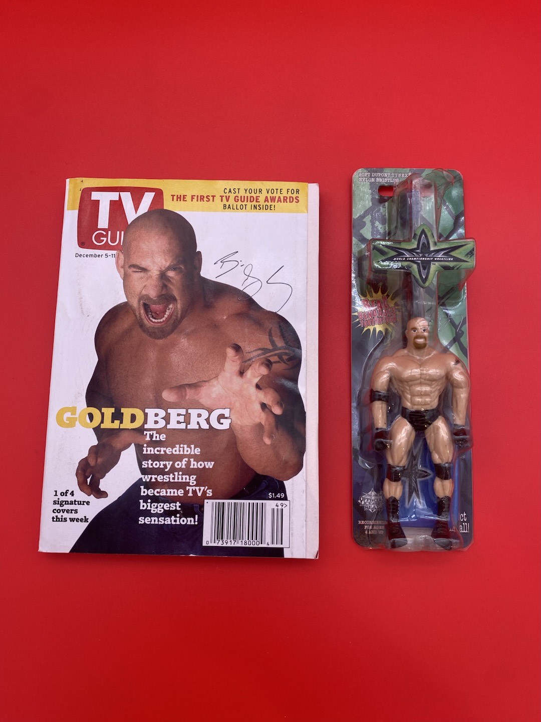 WCW Goldberg Kid's Toothbrush & TV Guide Pair - 1998-1999