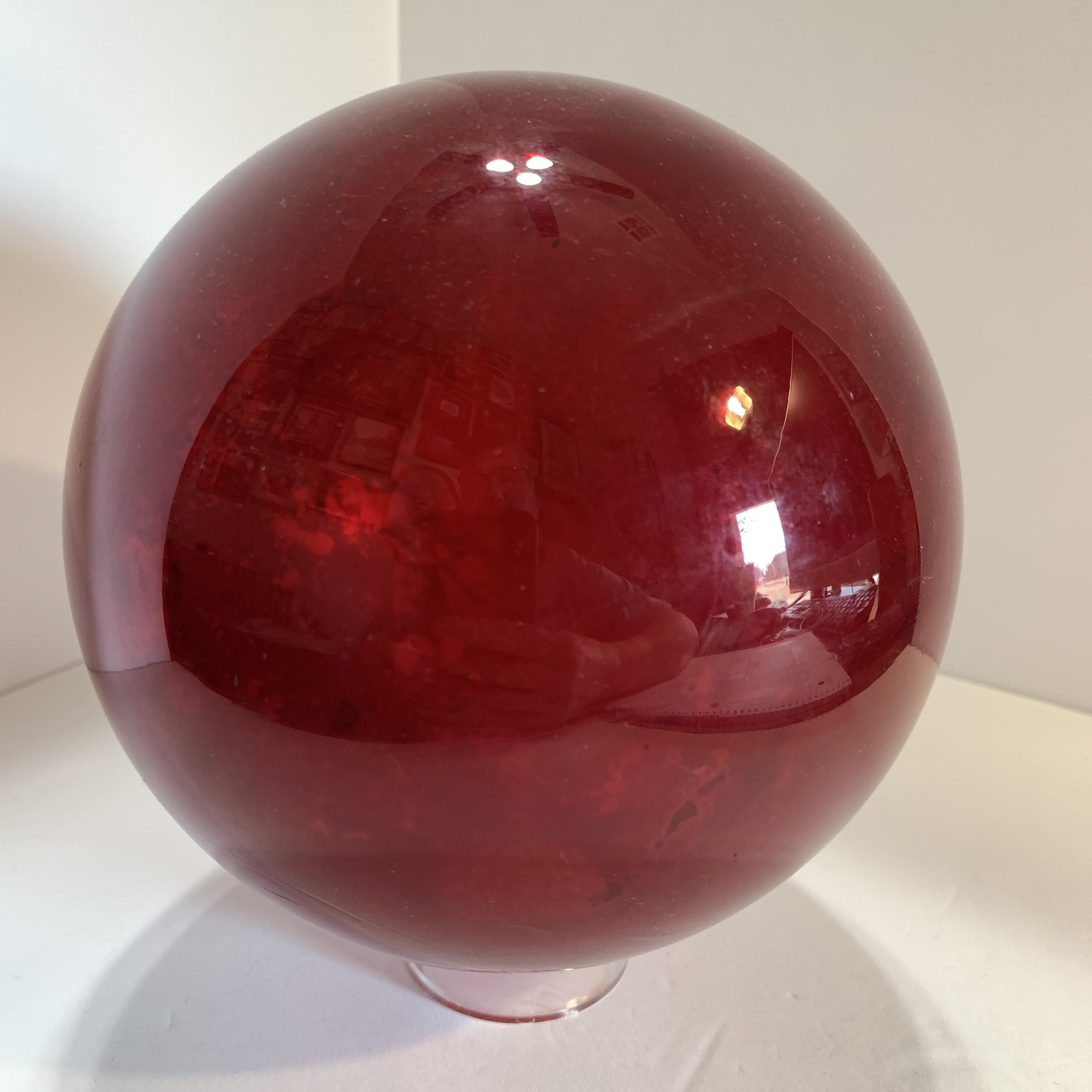 Red Mottled Glass Orb