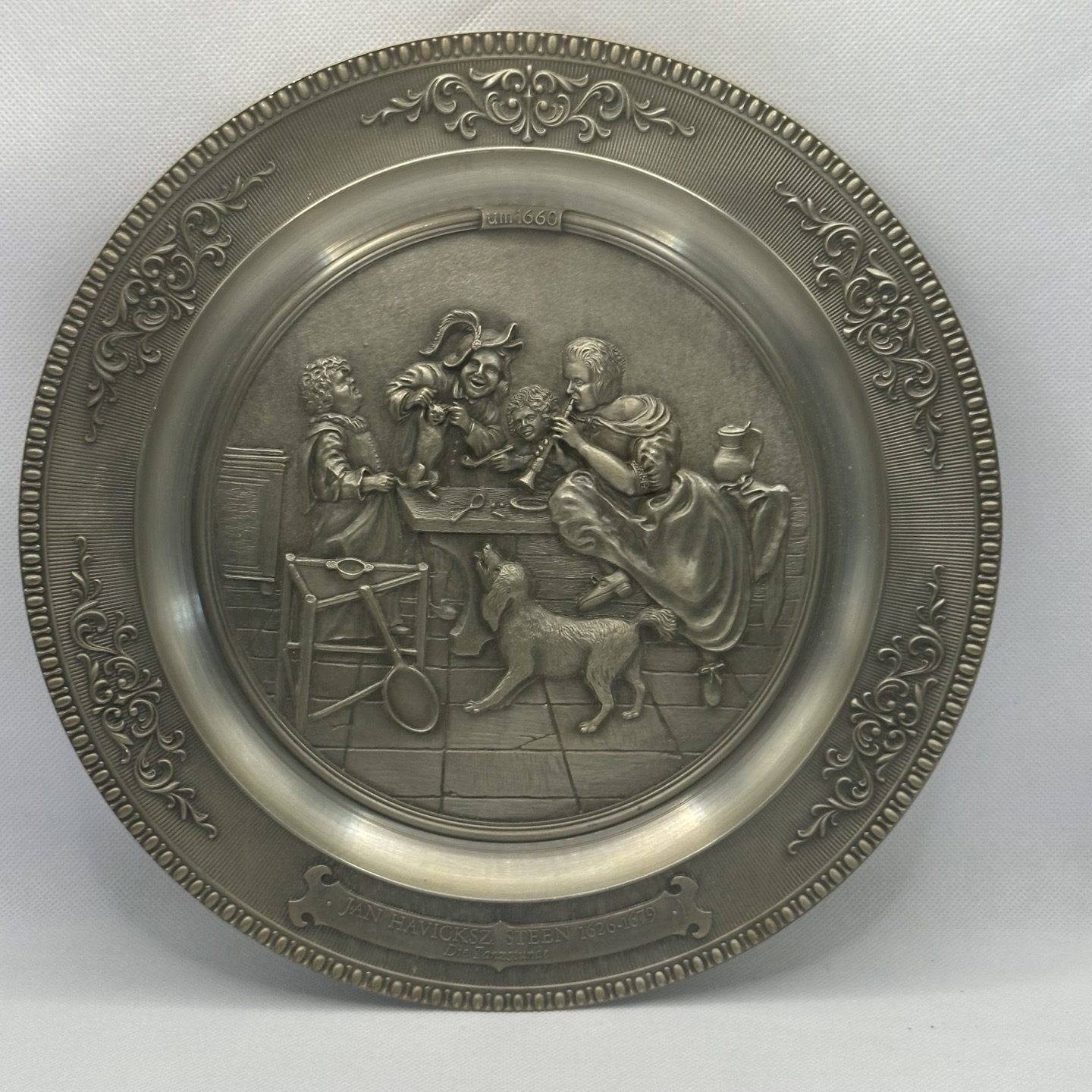 #155 Vintage Zinn Pewter Wall Plate German Pewter Jan Havicksz Steen ...