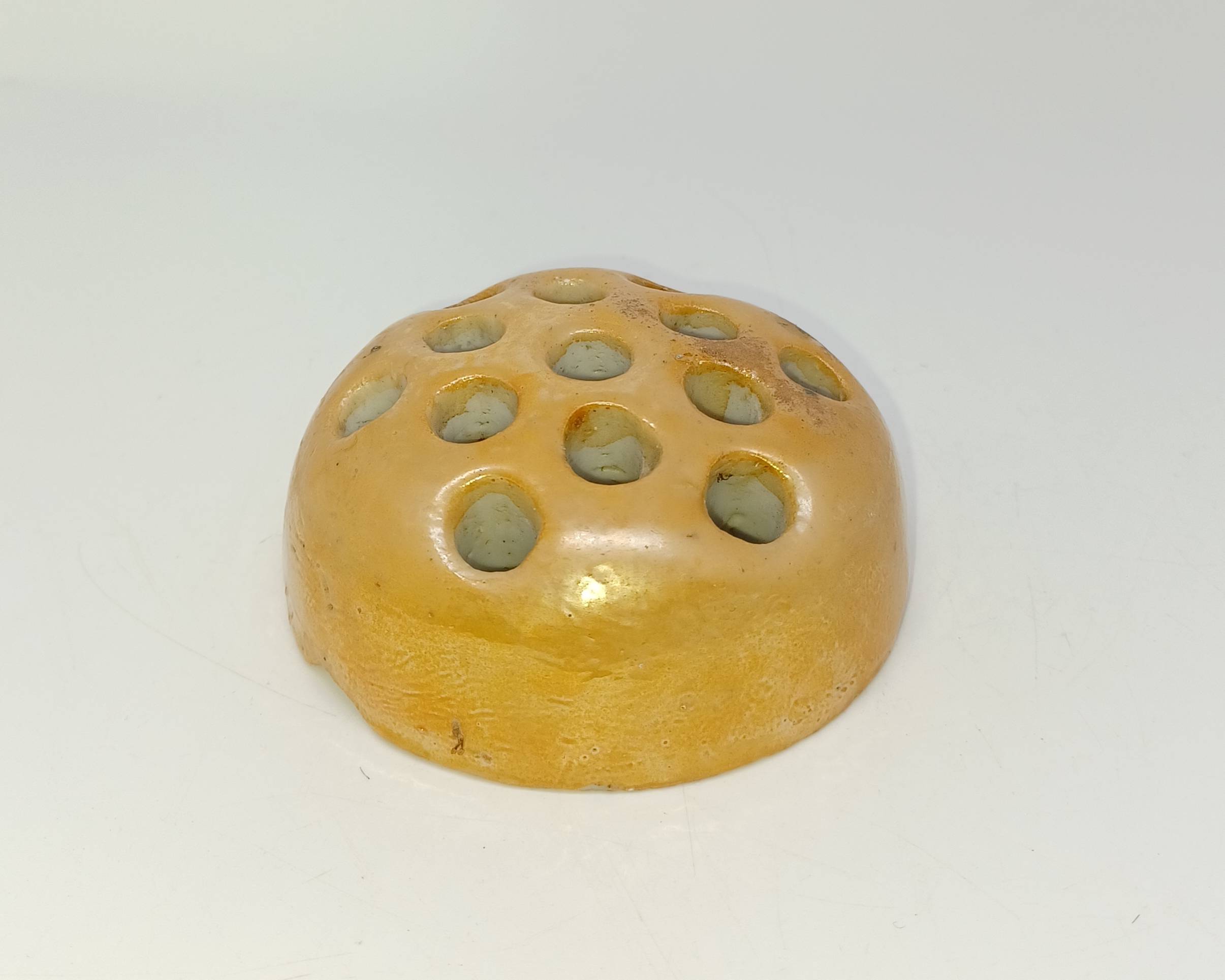 Lusterware Flower Frog Japan 13 Holes Flower Frog Mid Century Lusterware