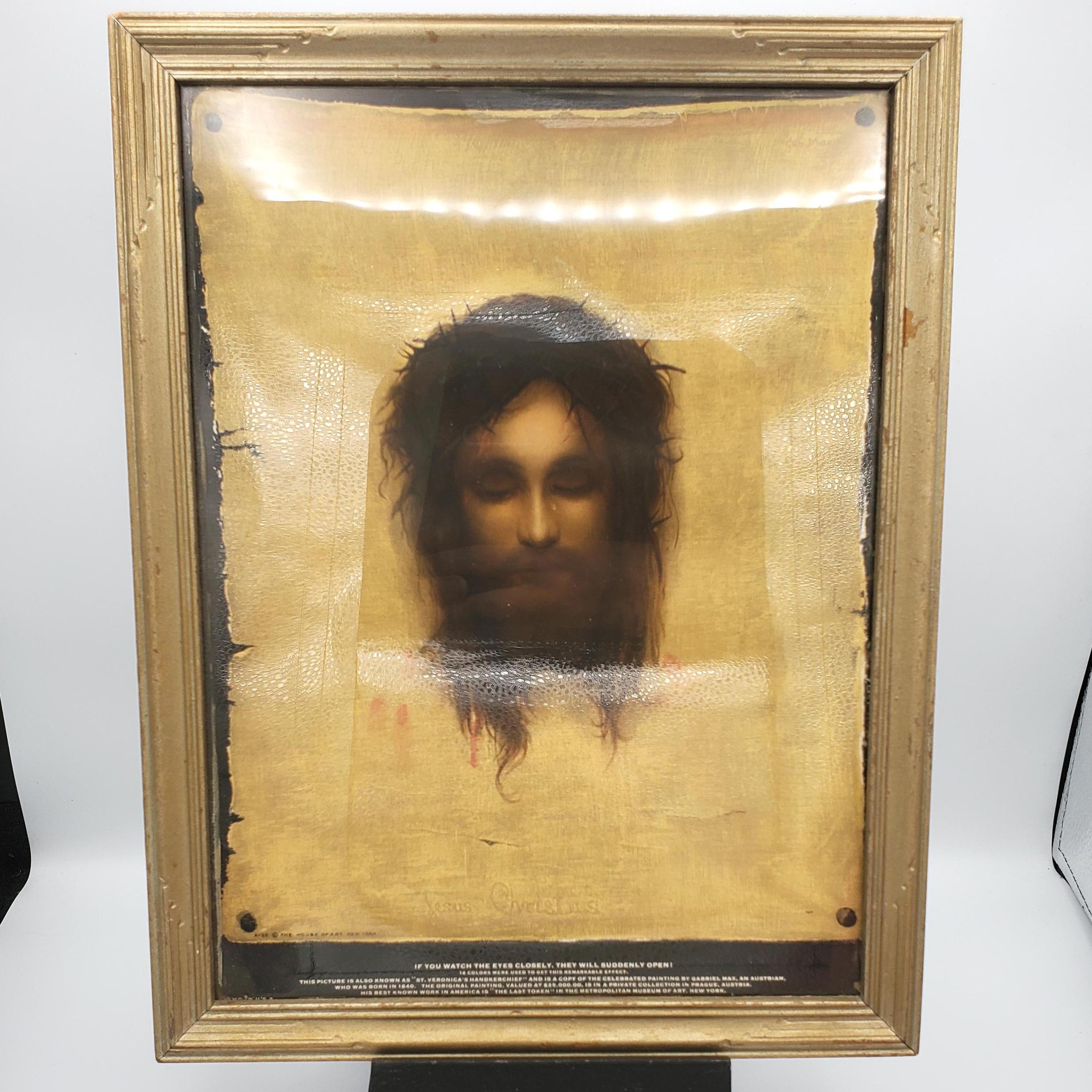 Vintage Framed Jesus Christ Art Print on Canvas, "St. Veronica's ...