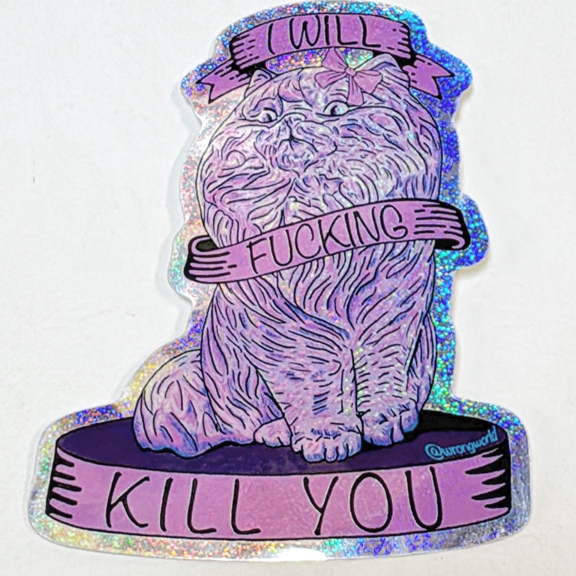 Violent Cat Glitter Sticker