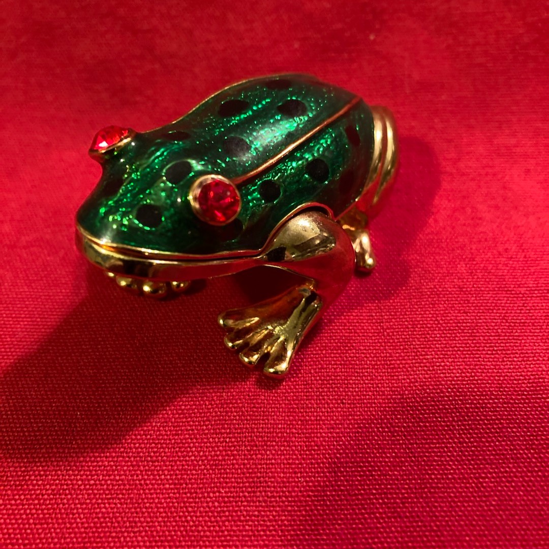 05. Enameled Jeweled Frog Trinket Box