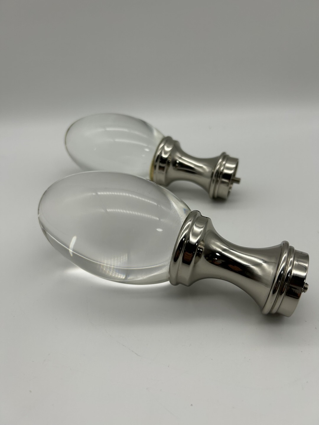 Pottery Barn Glass Oval Finials - Pair