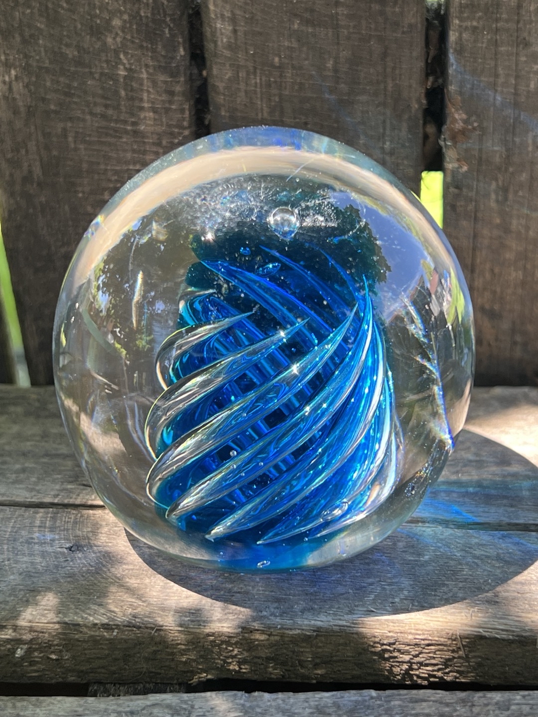 Blenko Cobalt Swirl Paperweight